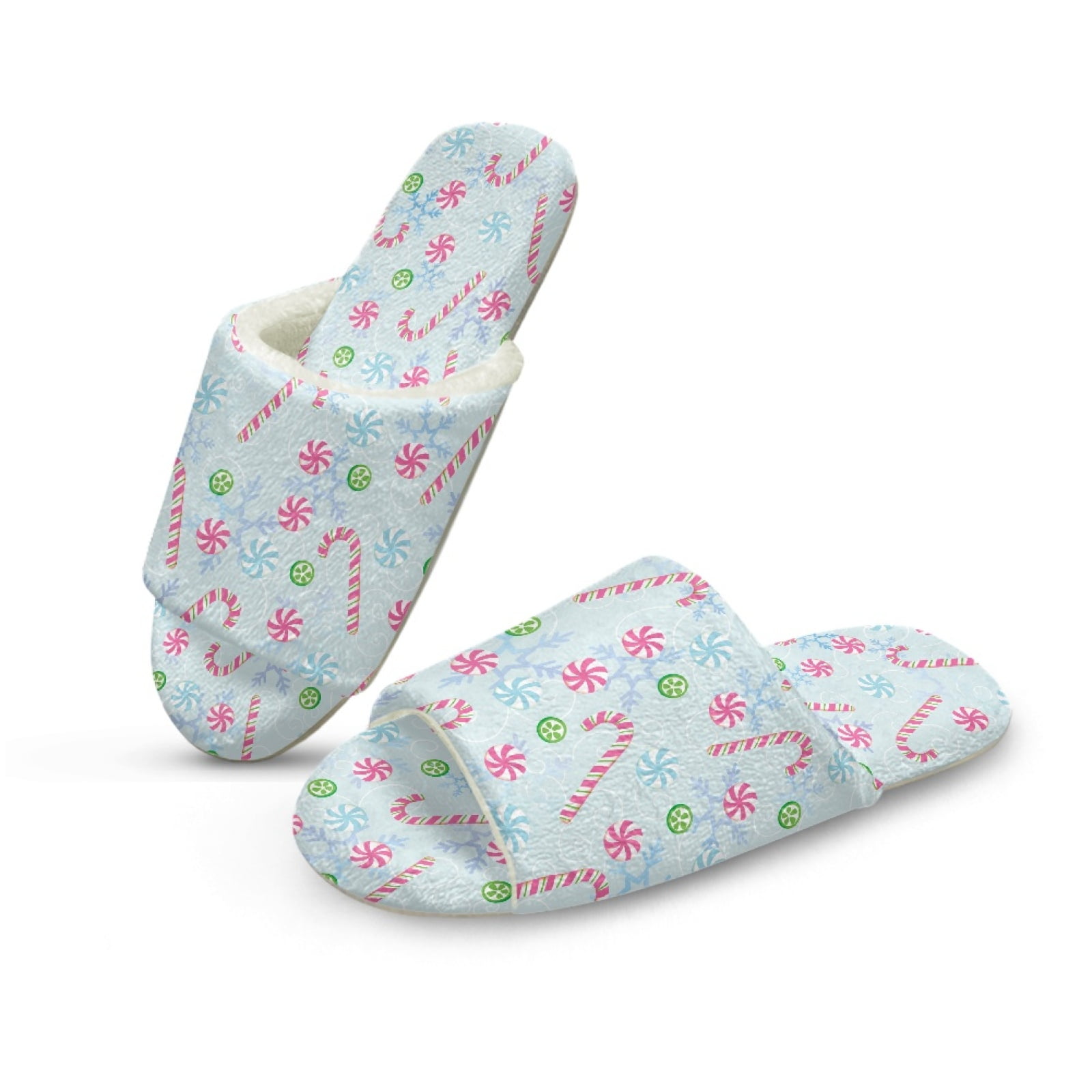 COEQINE Candy Canes Pink Blue Bedroom Slippers Women Open Toe House ...