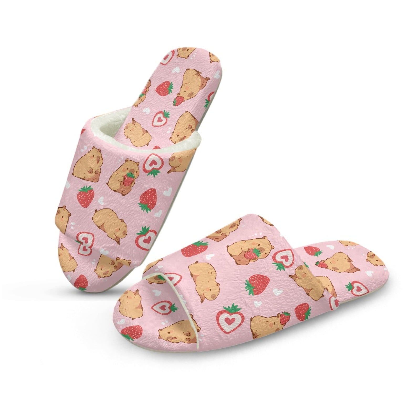 COEQINE Capybara Strawberry Pink Open Toe House Slippers for Women ...