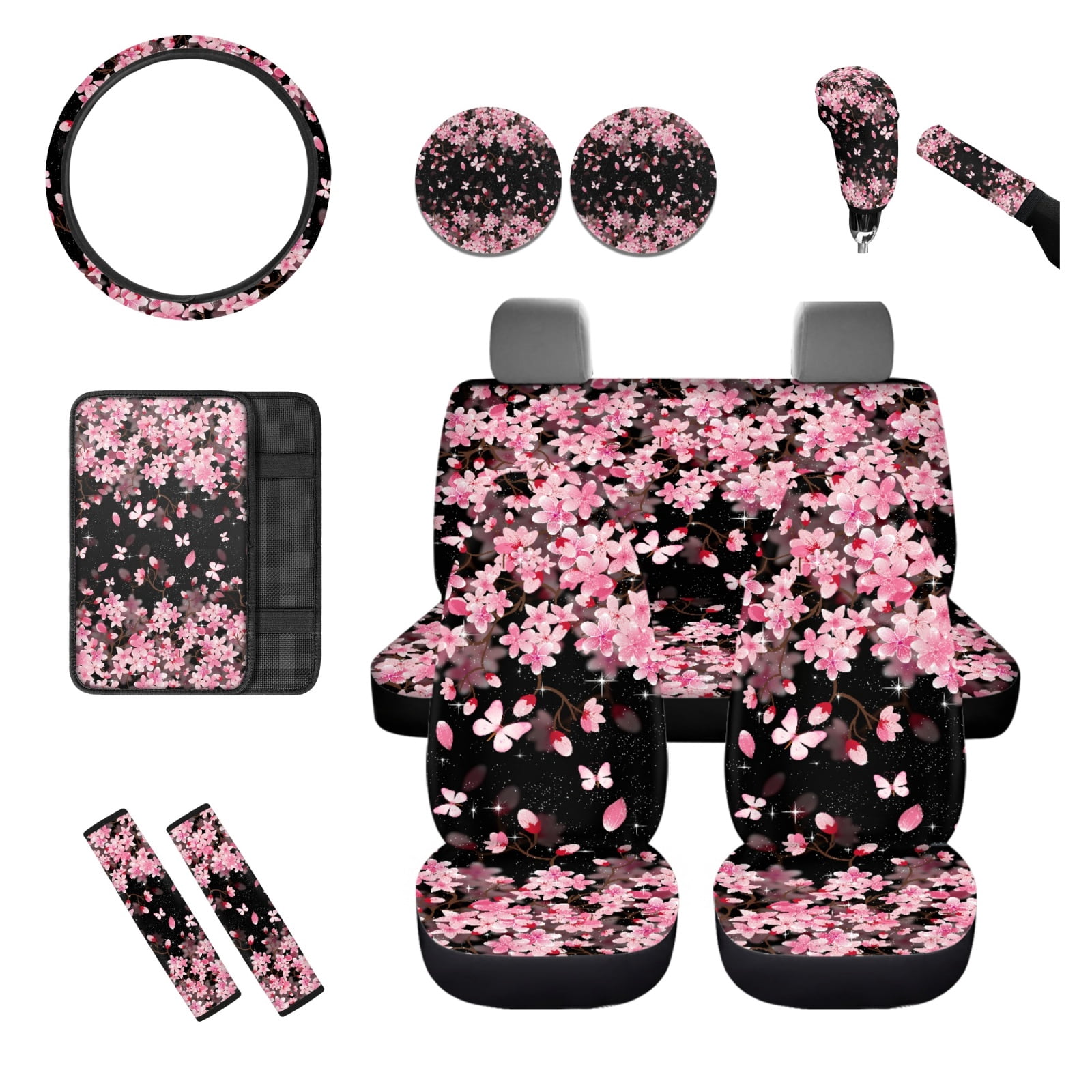 COEQINE Car Interior Accessories Car Seat Covers Steering Wheel Cover ...