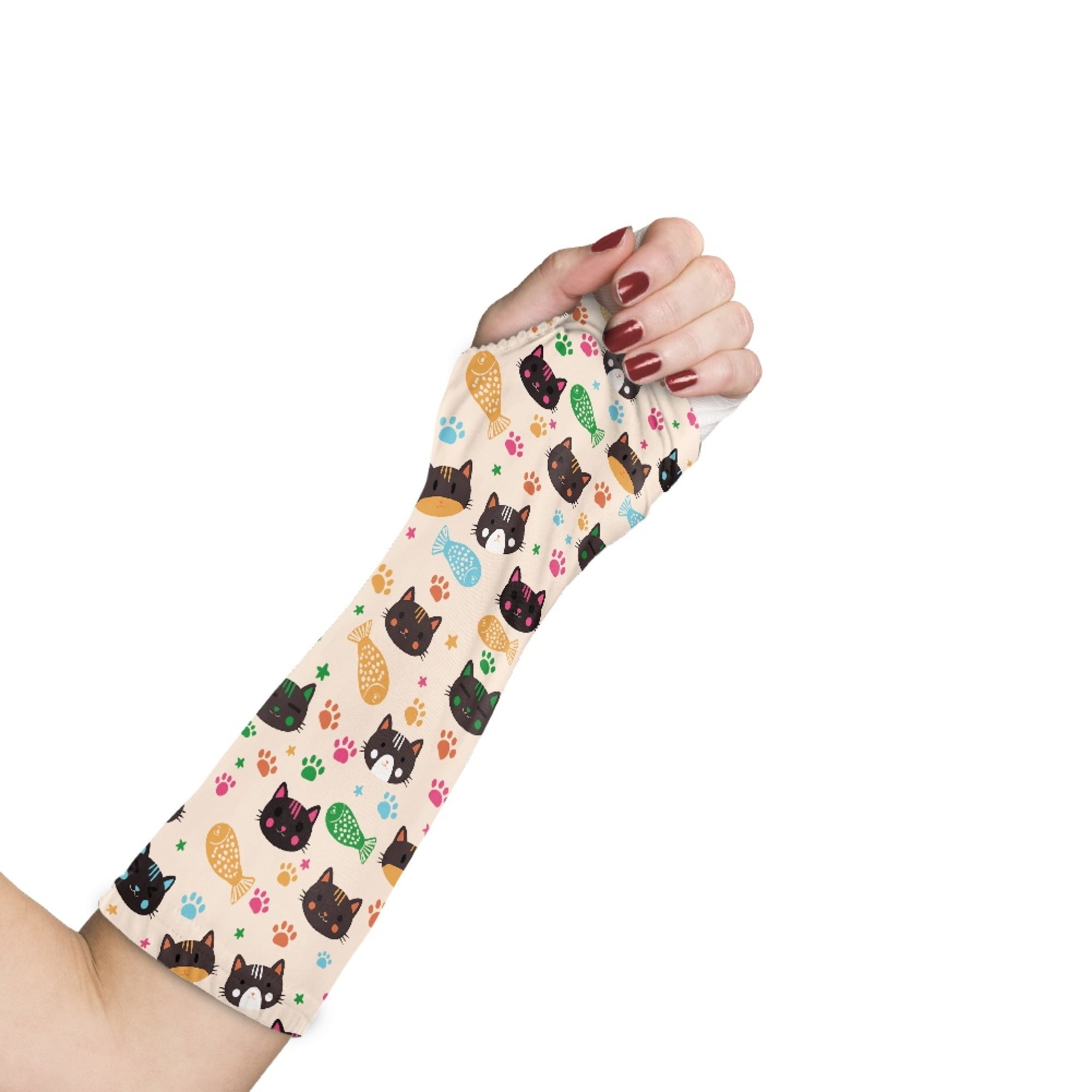COEQINE Cartoon Cat Arm Cast Covers Breathable Washable Cast and Bandage Protector-M Removable ...