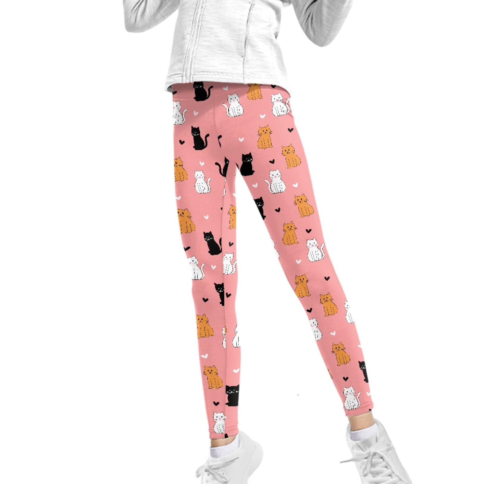 COEQINE Cat Heart Pink Novelty Girls Sport Leggings Fashion Buttery ...