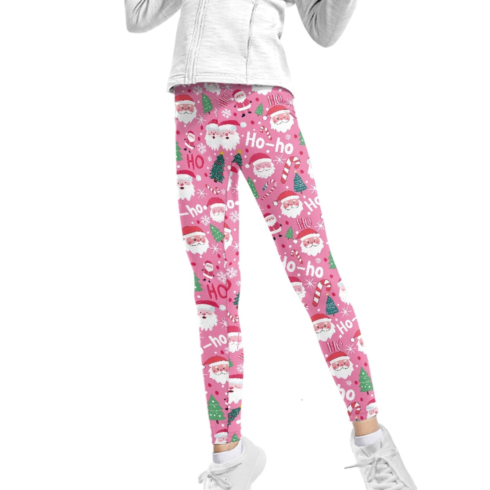 COEQINE Christmas Santa Claus Ho Ho Pink Girls' Sport Legging High ...