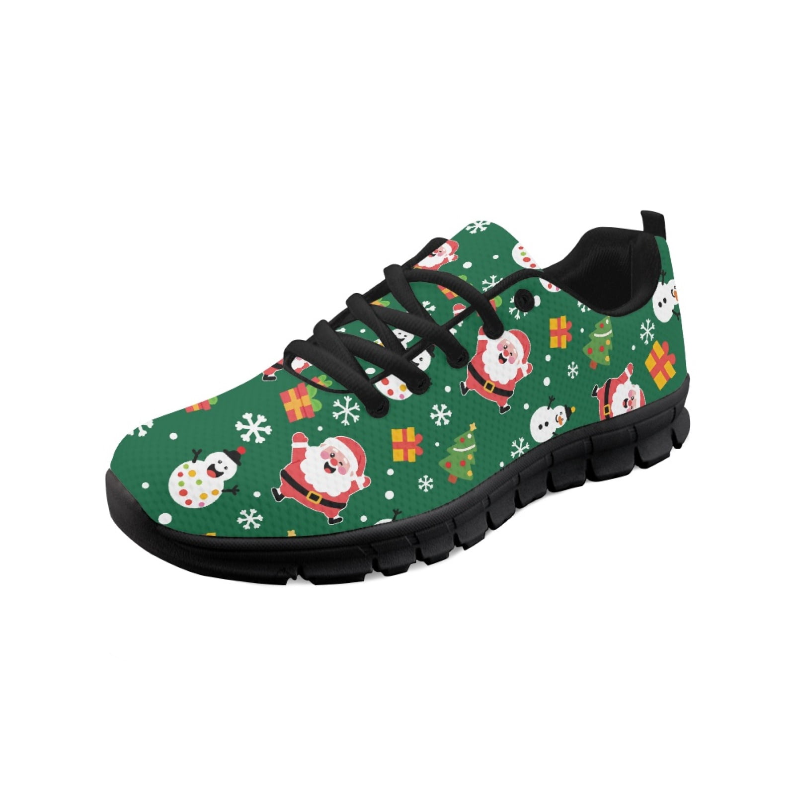 COEQINE Christmas Women Running Shoes Lace-up Santa Claus Snowman Xmas ...