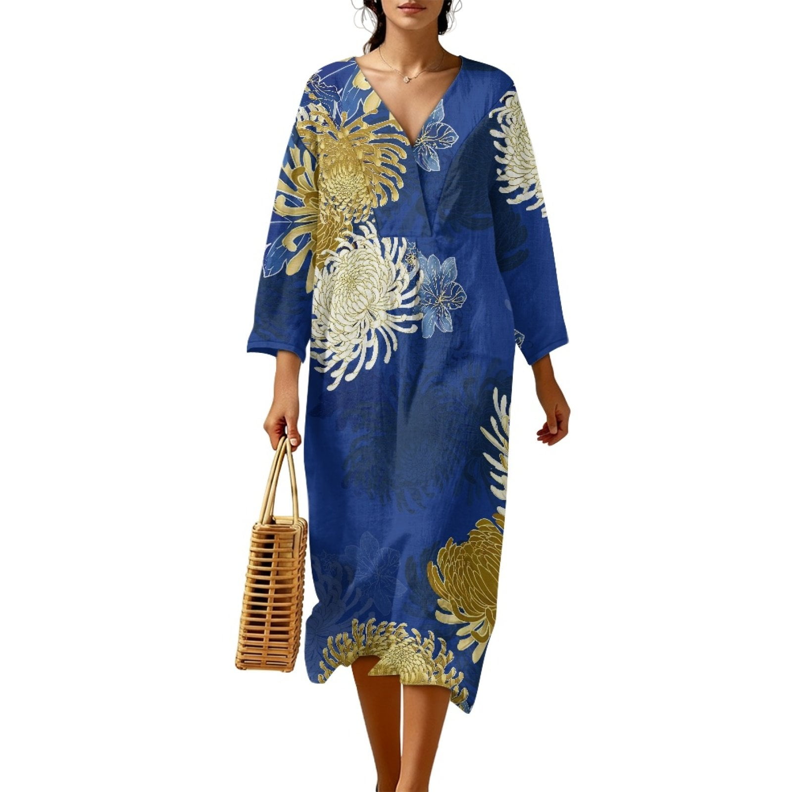 COEQINE Comfortable Chic Dress for Women 3/4 Sleeve Wrap A Line ...