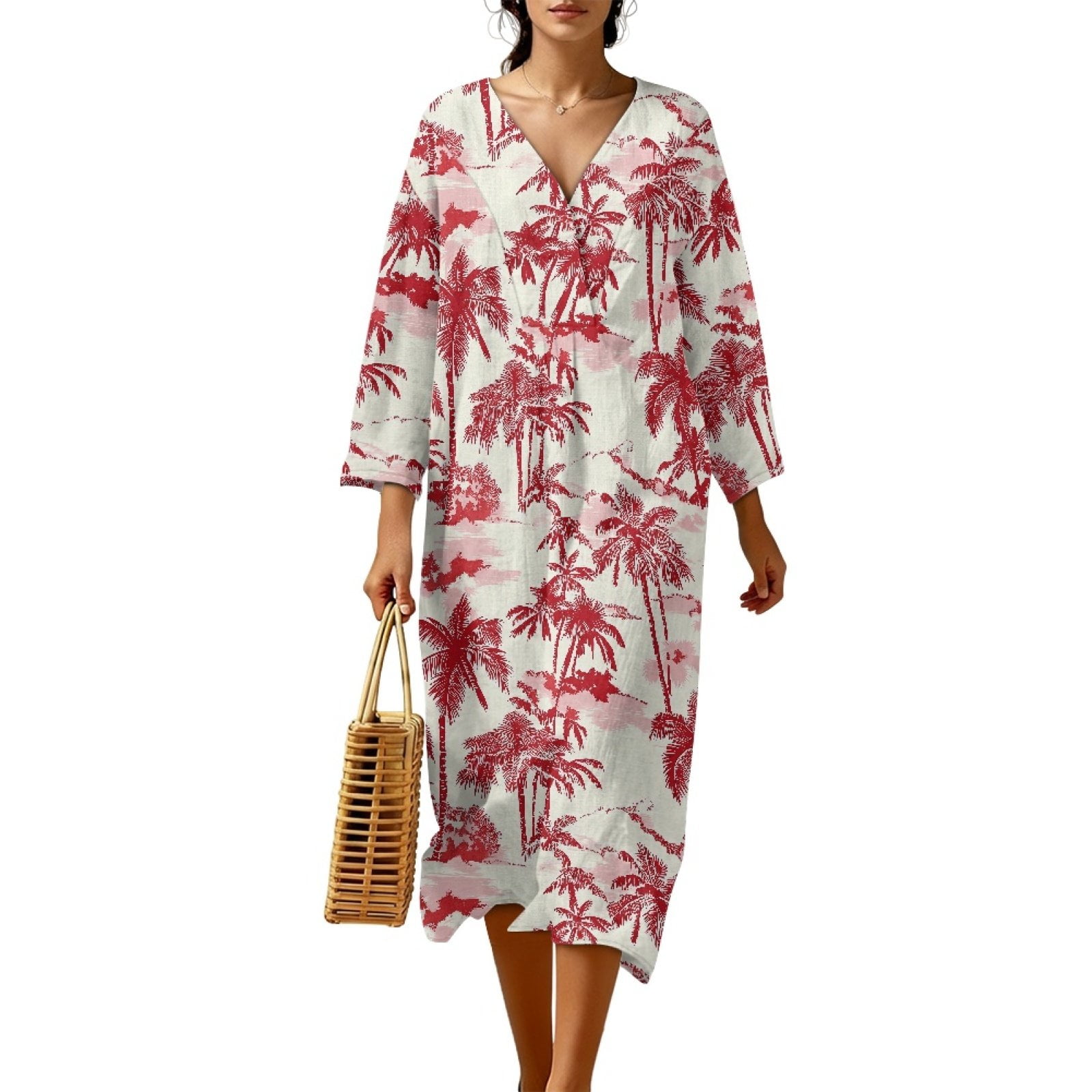 COEQINE Comfortable Chic Dress for Women 3/4 Sleeve Wrap A Line ...