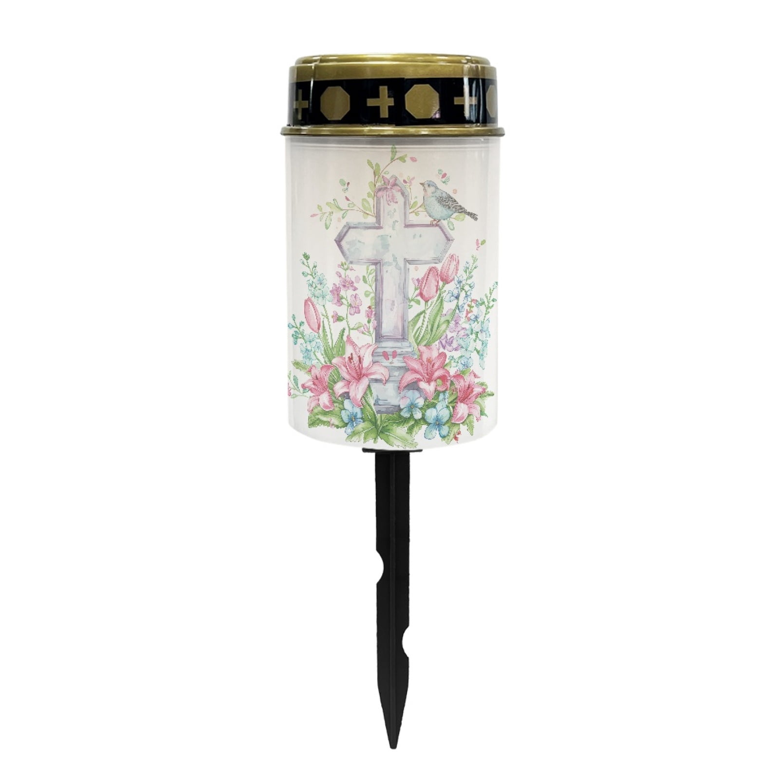 COEQINE Cross Solar Lights for Cemetery Gravesite LED Flameless Pillar ...