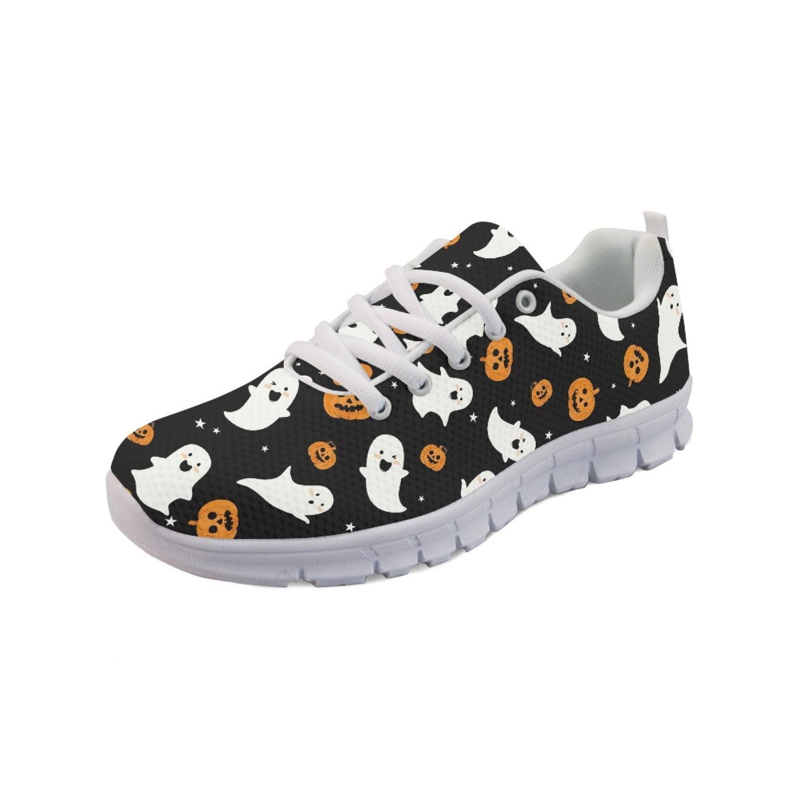 COEQINE Cute Ghost Pumpkin Girls Sneakers White Sole Mesh Breathable ...