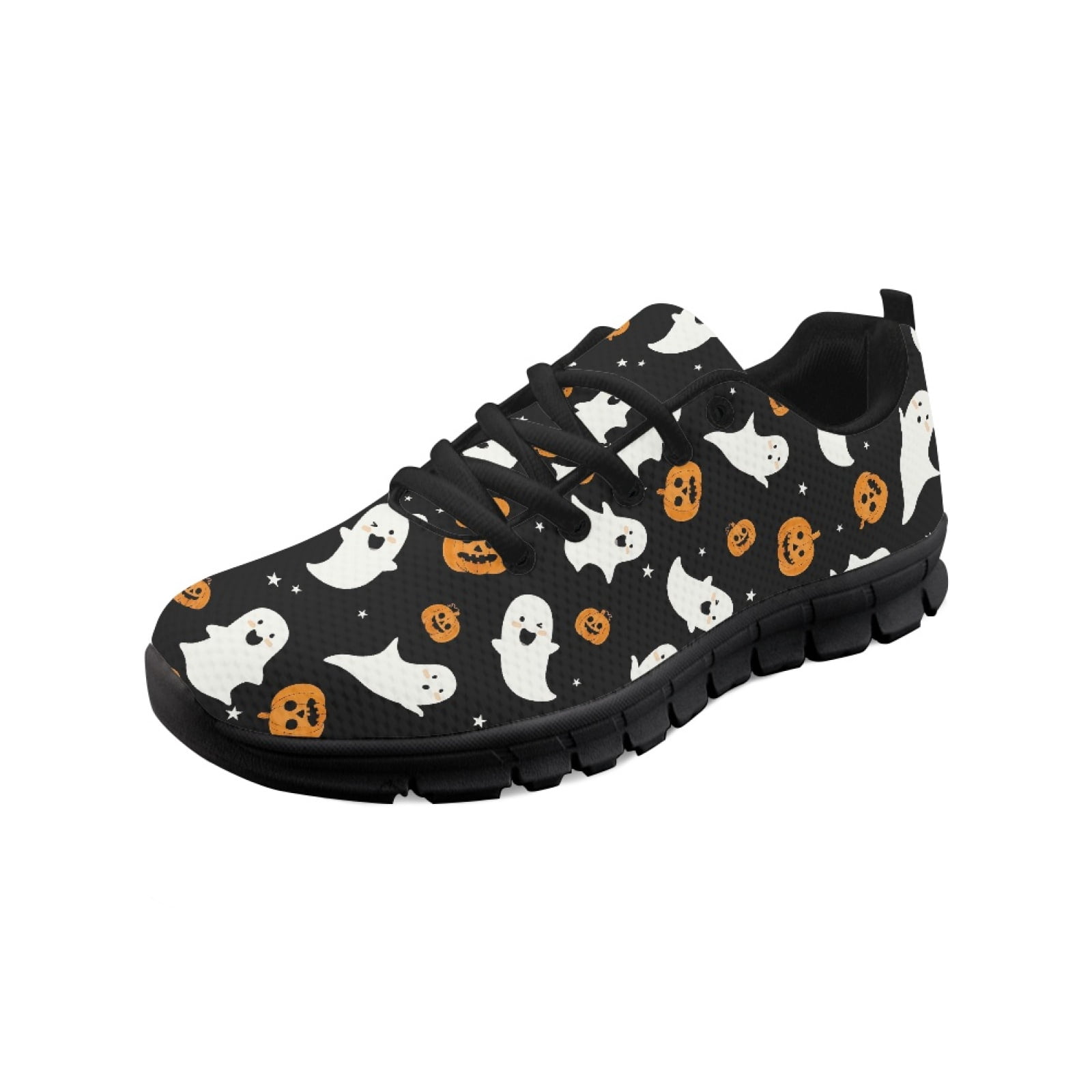 COEQINE Cute Ghost Pumpkin Mesh Breathable Girls Black Sole Sneakers ...
