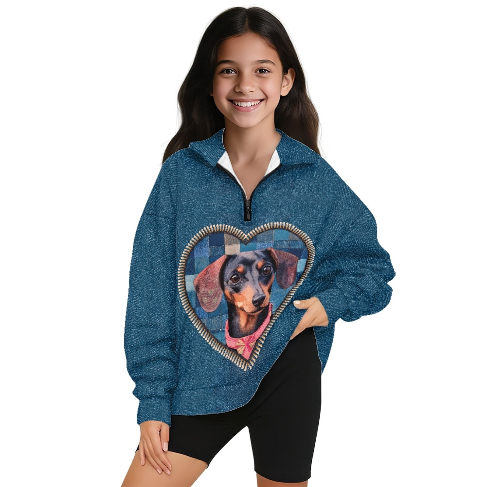 COEQINE Cute Quarter Zip Pullover for Girls with Collar, Long Sleeve ...