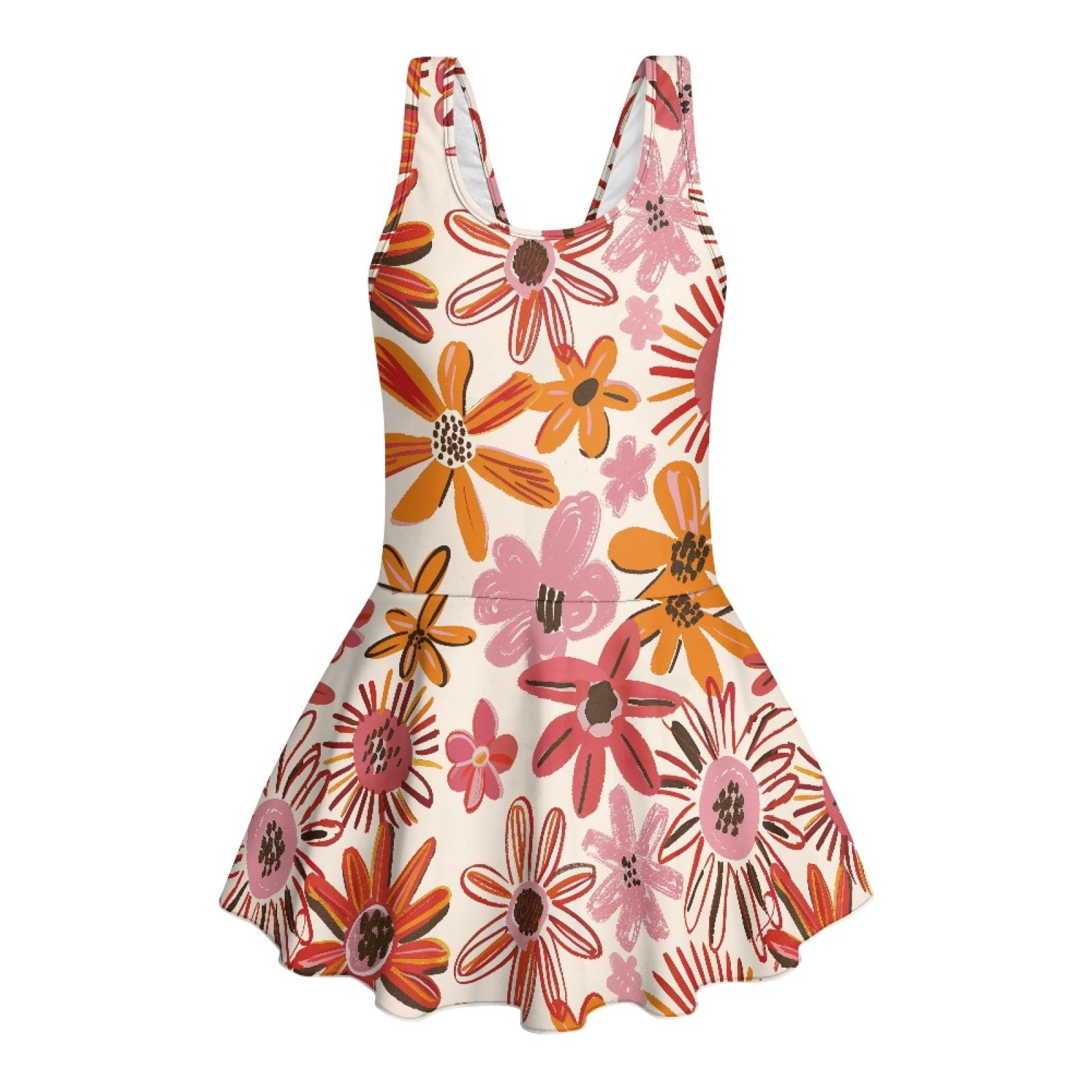 COEQINE Cute Swim Dress for Girls, One Piece Swimsuit with Flowy Skirt ...