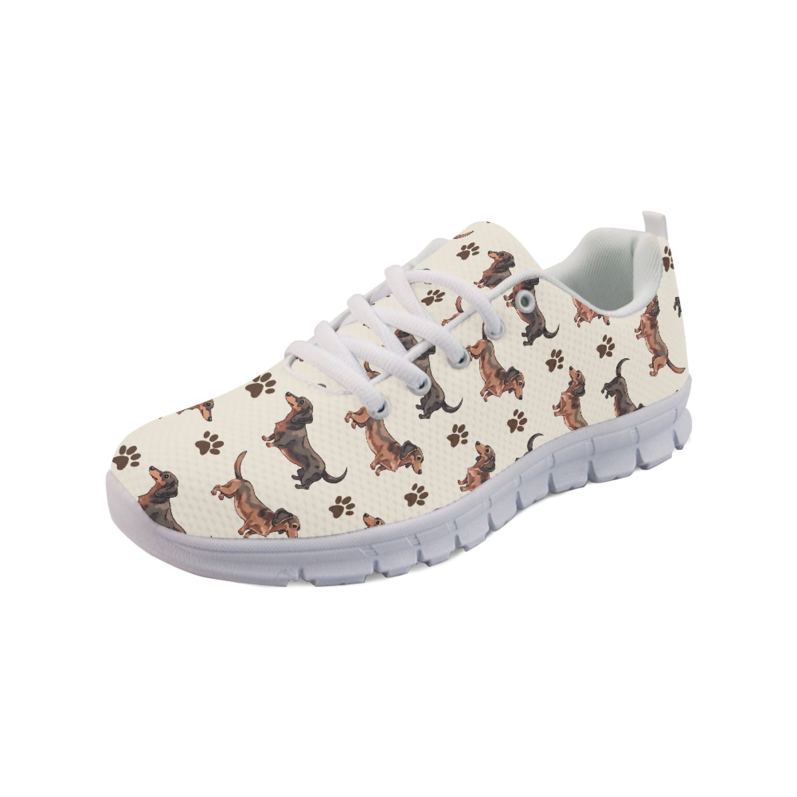 COEQINE Dachshund Paw Beige Women Sneakers Girls Running Athletic ...