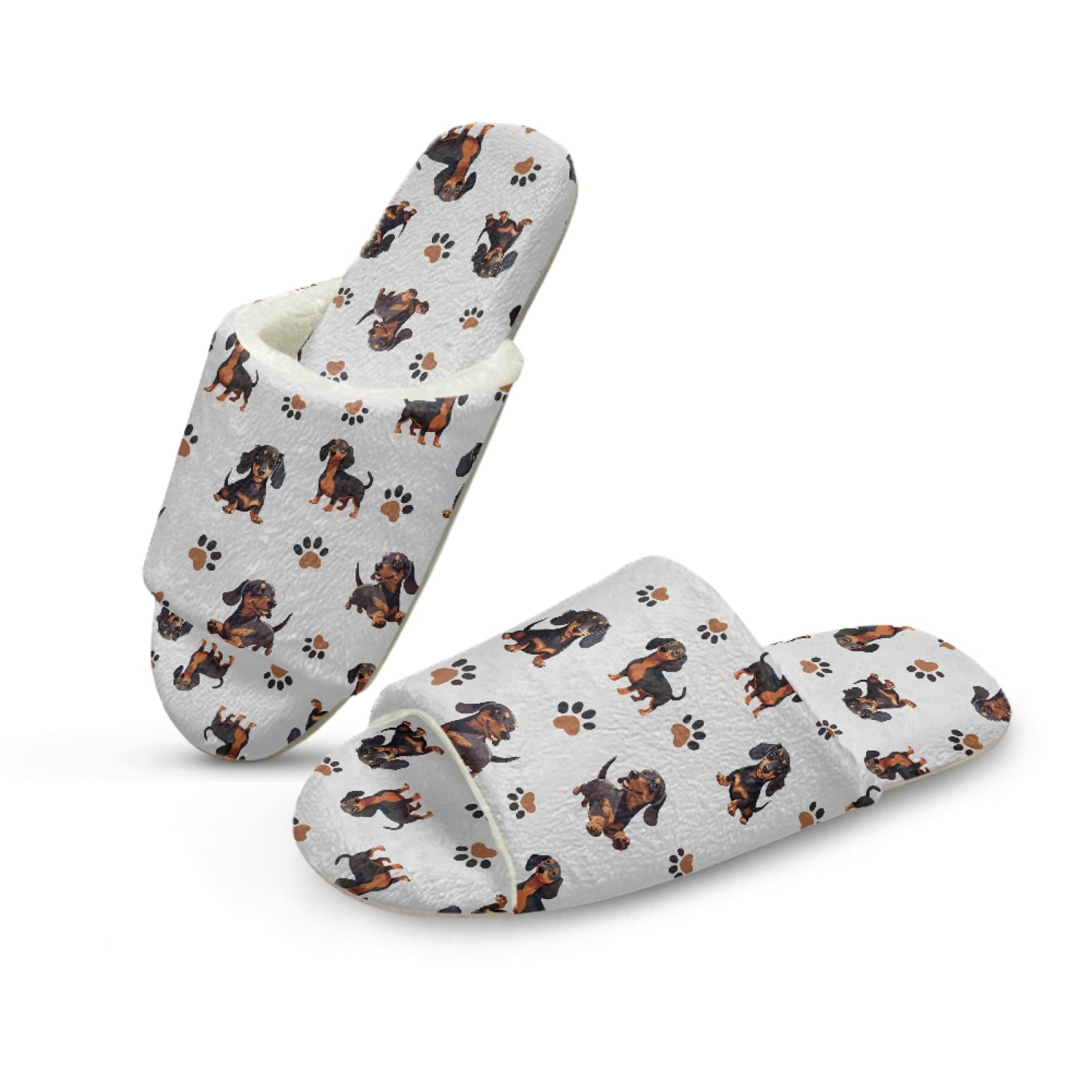 COEQINE Dachshund Paw Gray Womens Fluffy Slippers Washable Indoor ...