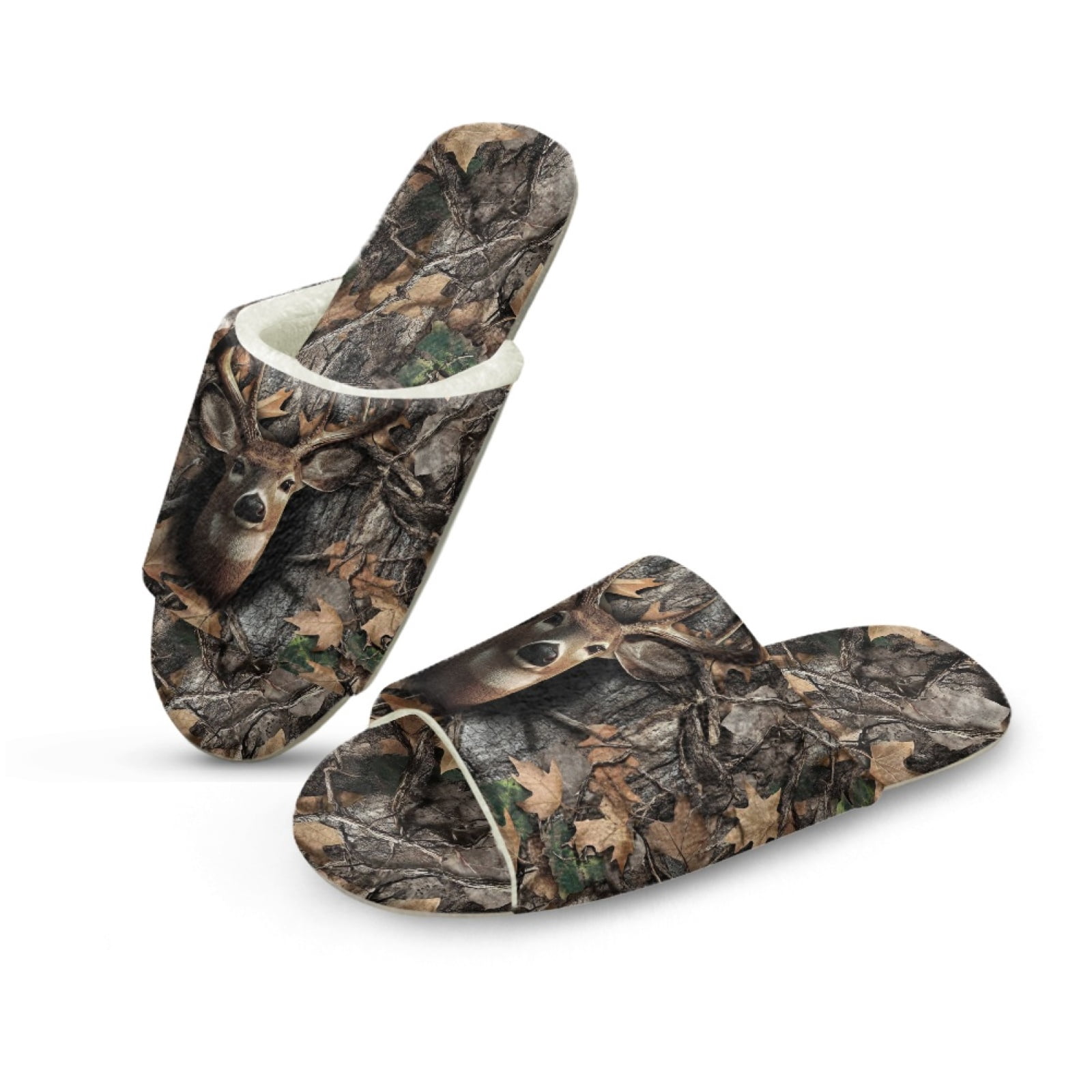 COEQINE Deer Camo Hunting Forest Gray Womens House Slippers Trendy ...