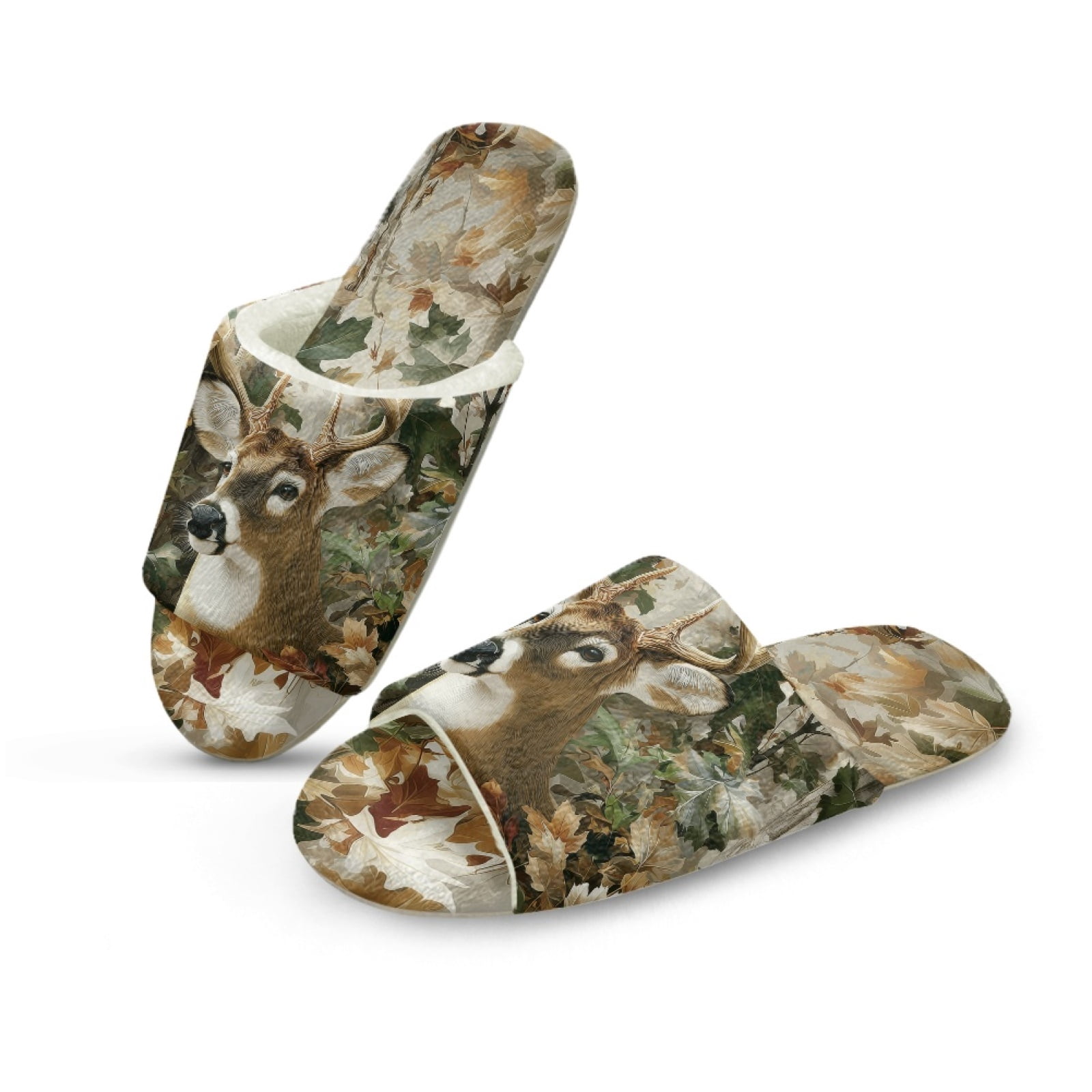 COEQINE Deer Camo Hunting Womens Open Toe Slippers Trendy Slip On House ...