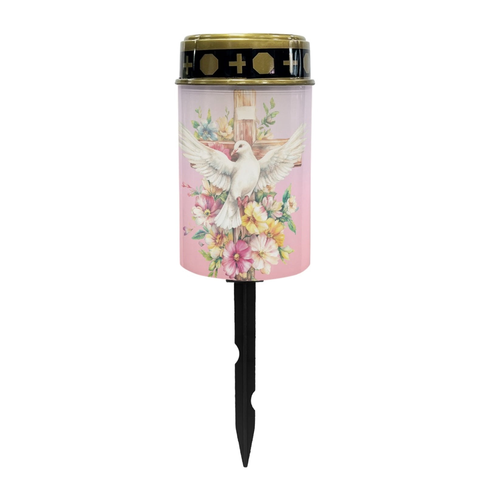 COEQINE Dove of Peace Cross Floral Solar Lights Outdoor Waterproof ...