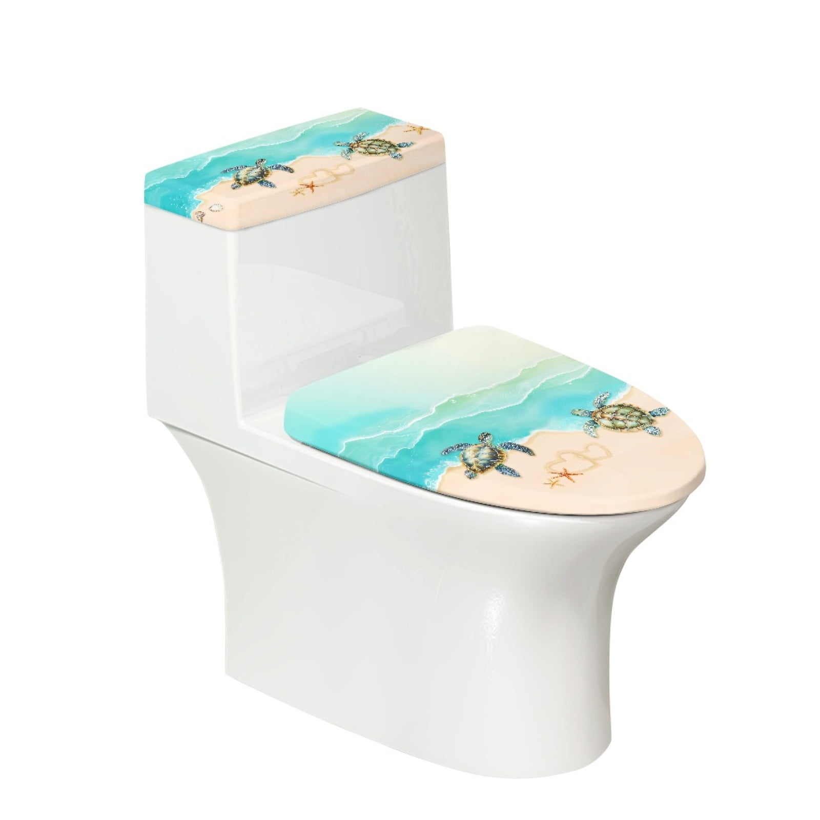 COEQINE Easy Installation Toilet Lid Cover and Toilet Tank Cover, Sea ...