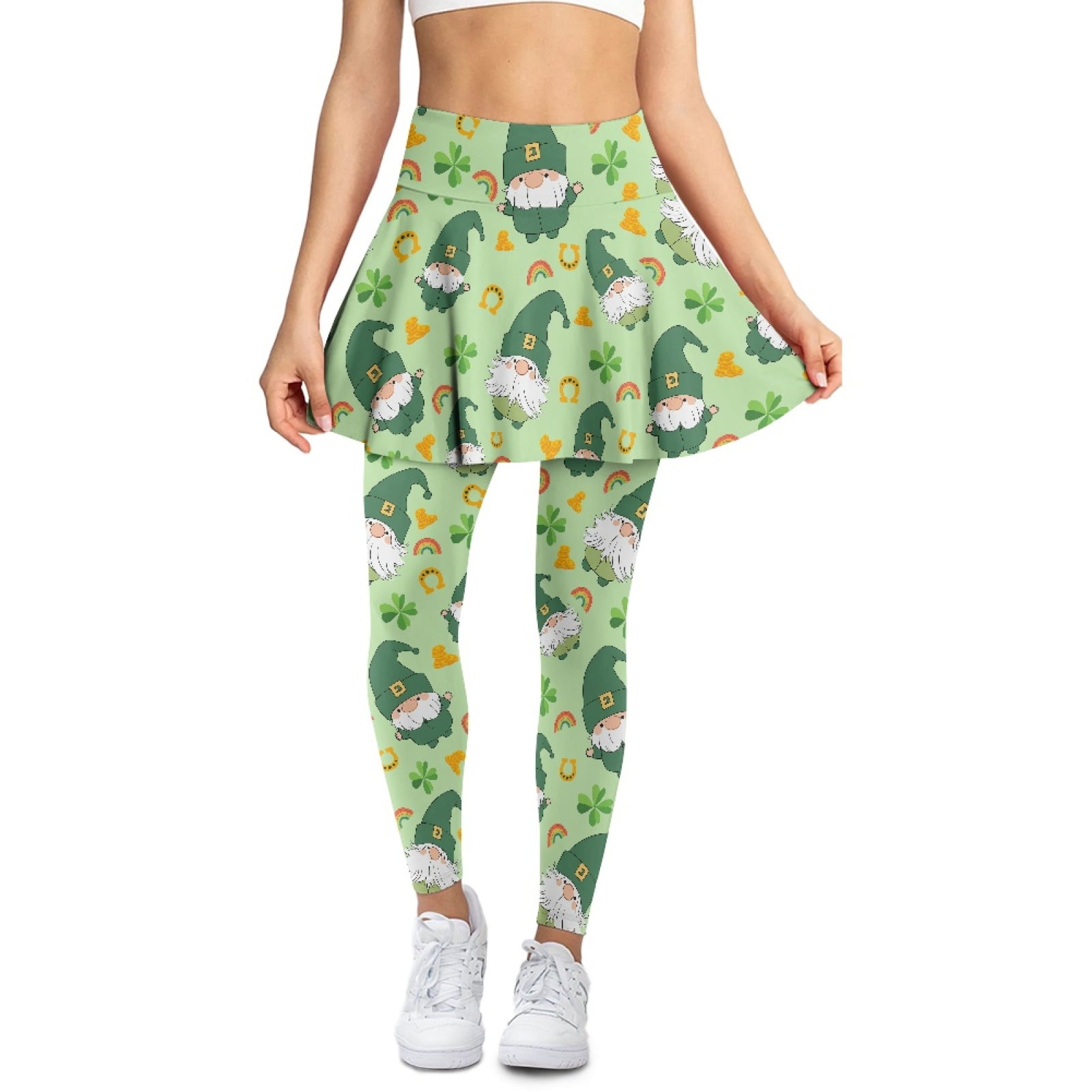 COEQINE Elastic Yoga Skirted Legging with Pockets Gnome Leprechaun ...
