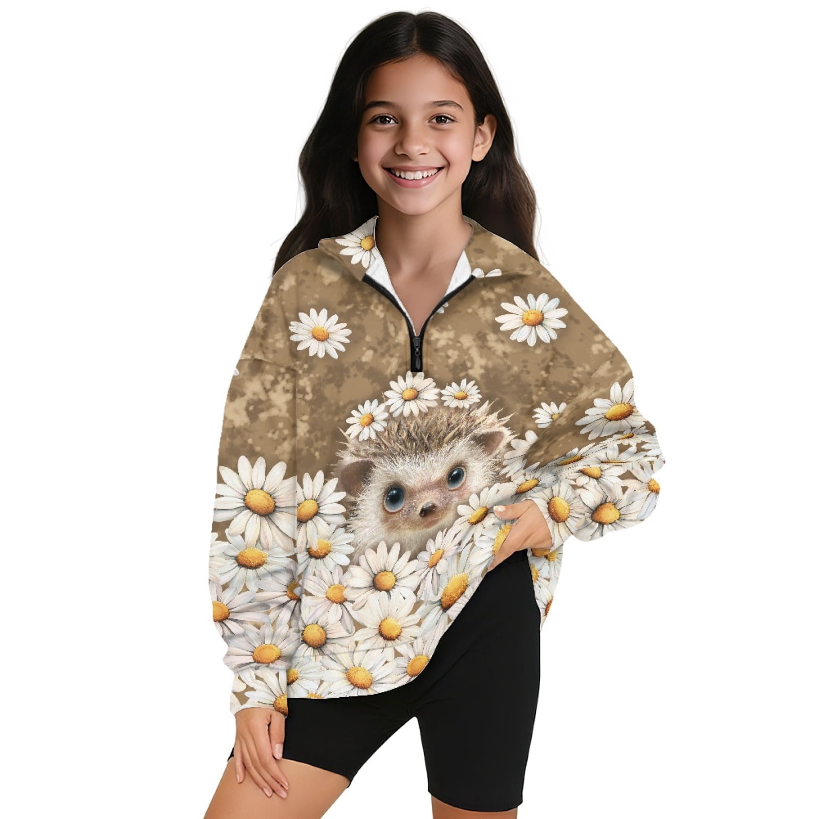 COEQINE Fashion Girls Quarter Zip Sweatshirt with Collar, Long Sleeve ...