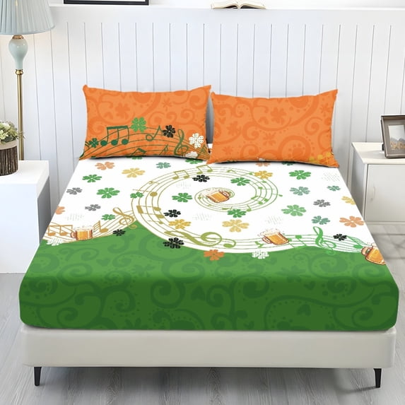 COEQINE Fitted Sheet & Pillowcase Set, Comfort Wrinkle Free Bed Sheets ...