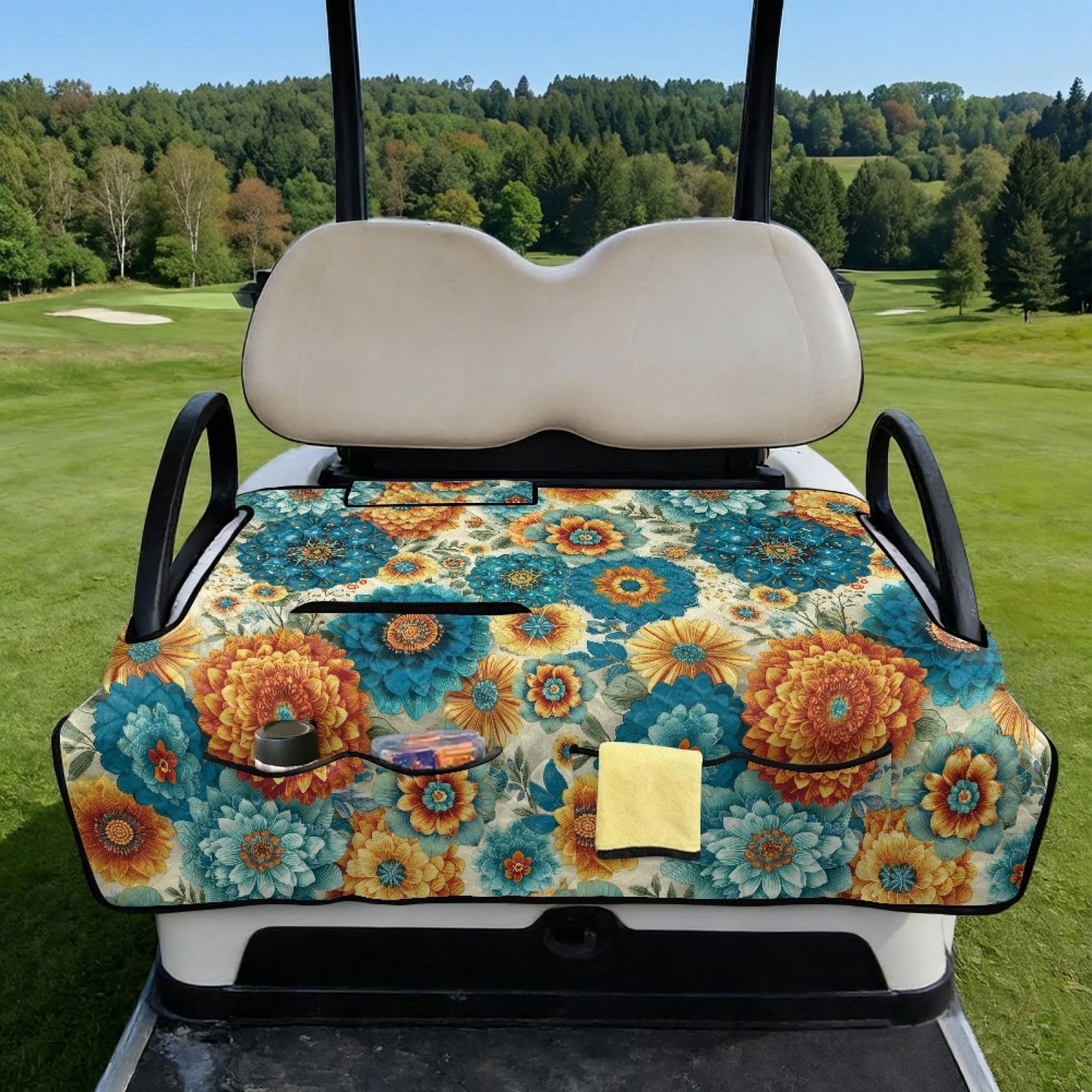 COEQINE Fold-and-Carry Golf Cart Seat Cover, Bag-Style Handle for Easy ...