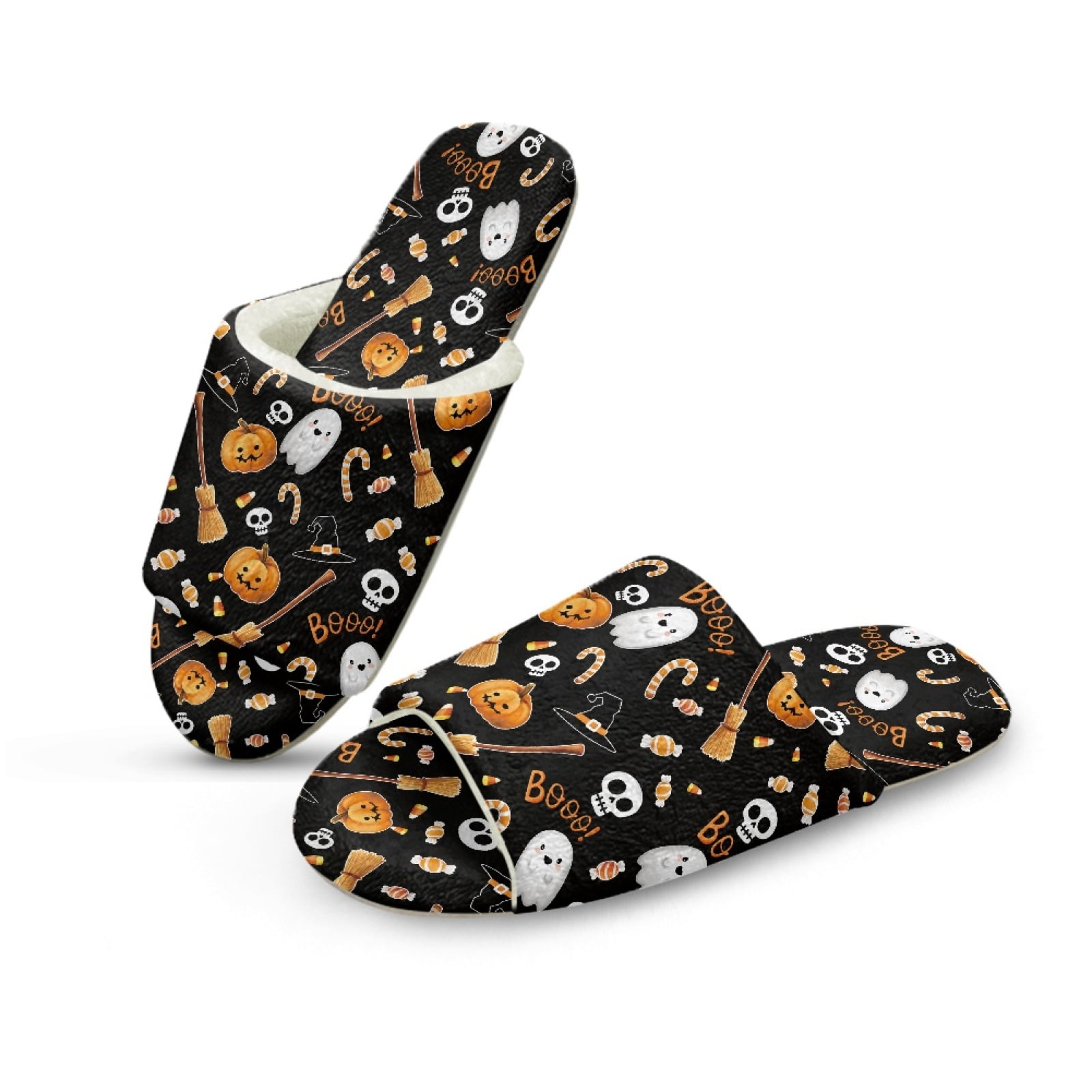 COEQINE Ghost Pumpkin Skull Womens Warm Slippers Portable Halloween ...