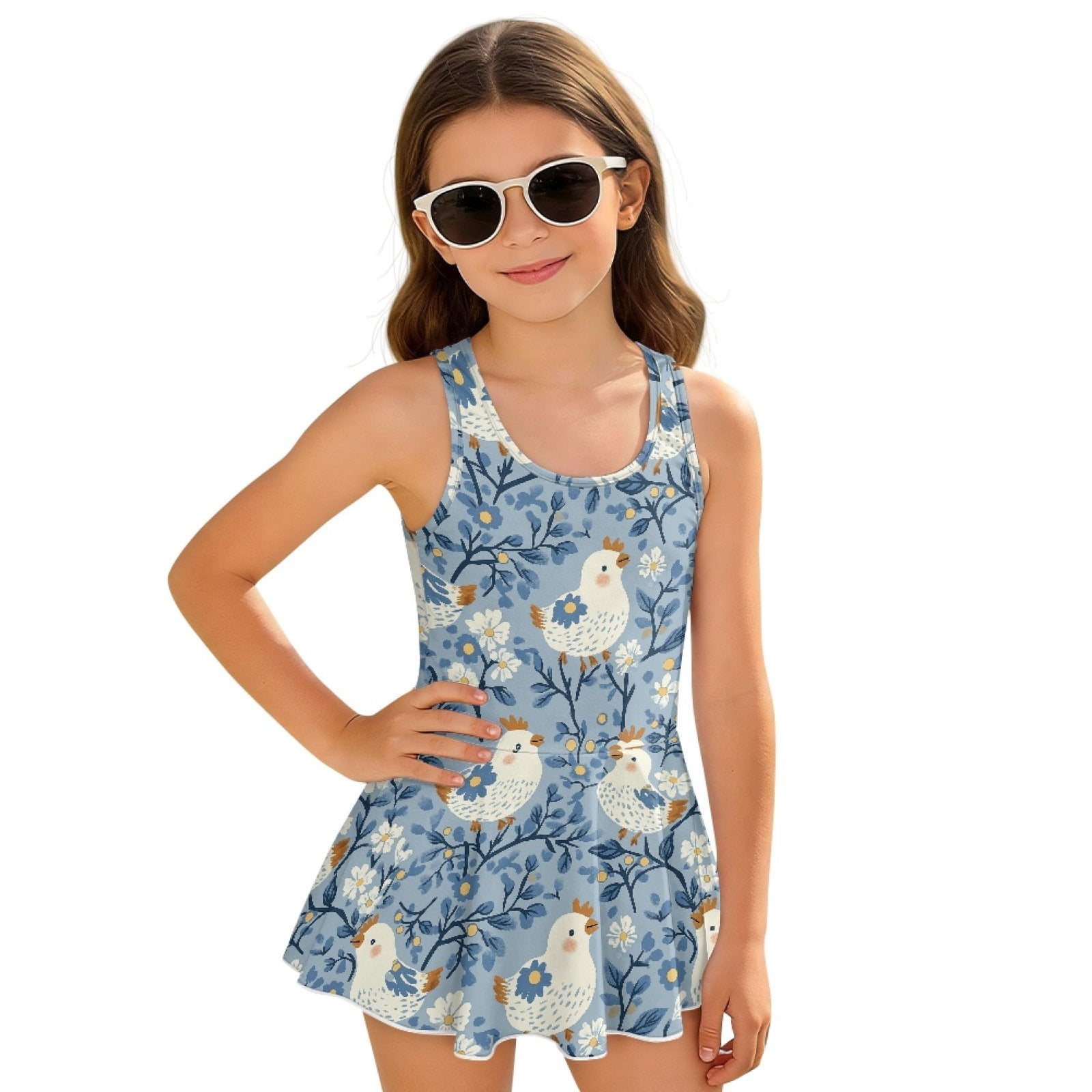 COEQINE Girls Bathing Suit One Piece with Full Coverage Skirt & Built ...