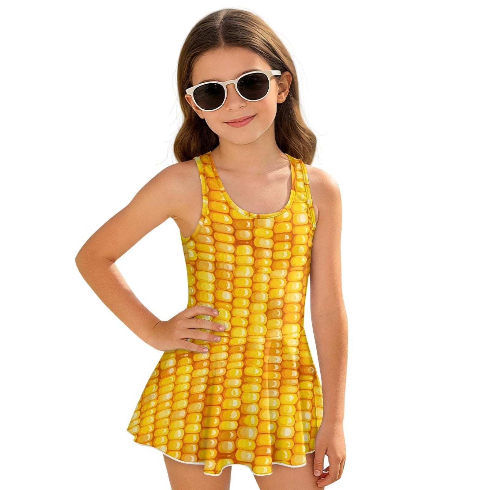 COEQINE Girls One Piece Bathing Suit, Scoop U-Neck & V Back Playful ...