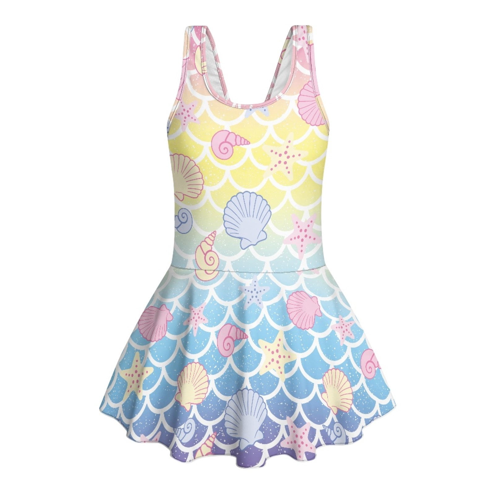 COEQINE Girls One Piece Bathing Suit with Skirt Bottom, Scoop Neck ...