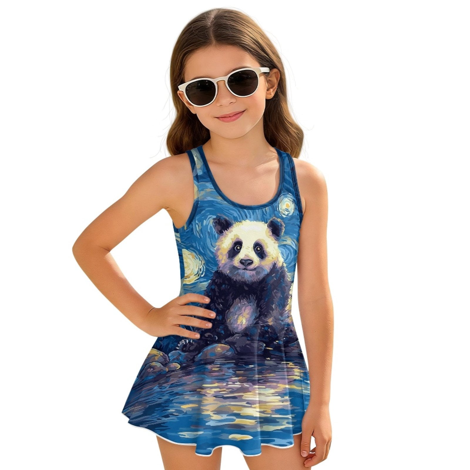 COEQINE Girls One Piece Swimsuit with Skirt, Scoop Neck & V Back ...