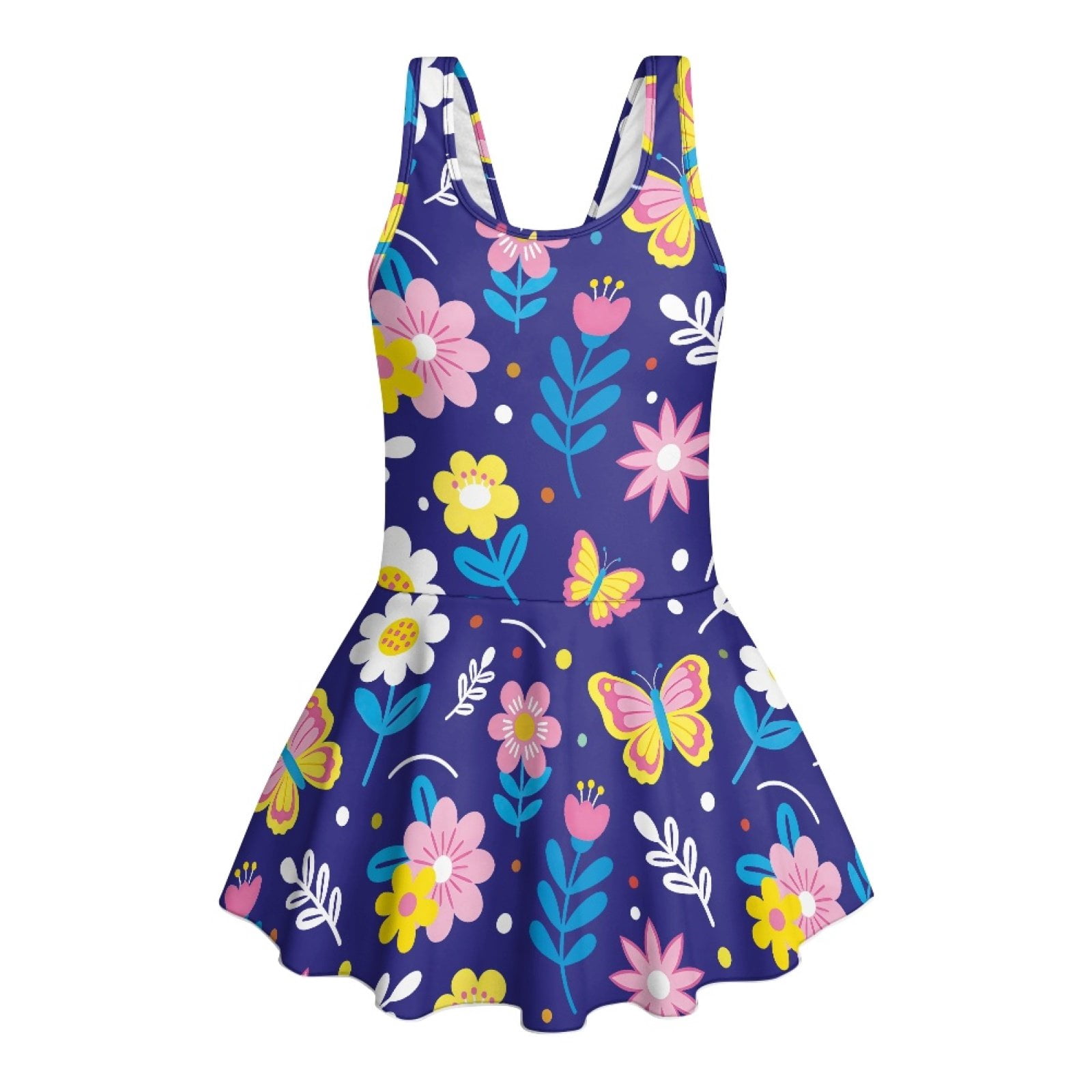 COEQINE Girls One Piece Tank Swimsuit with Skirt & Inner Liner, U Neck ...