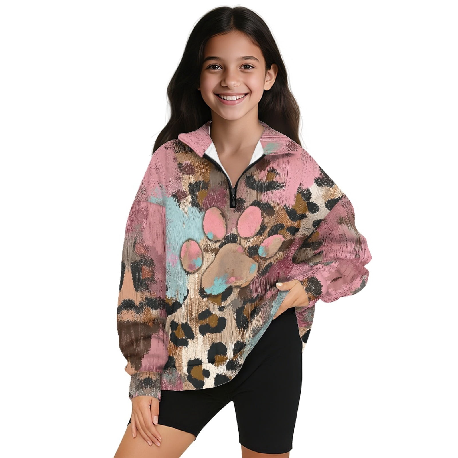 COEQINE Girls Quarter Zip Sweatshirt Long Sleeve Loose Fit, Pullover ...