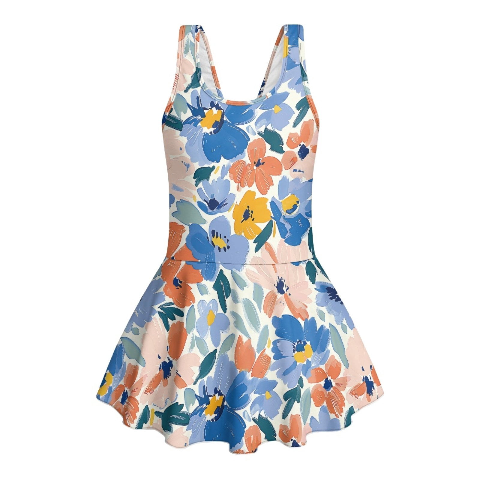 COEQINE Girls Swim Dress One Piece with Skirt & Liner, Scoop Neck Wide ...