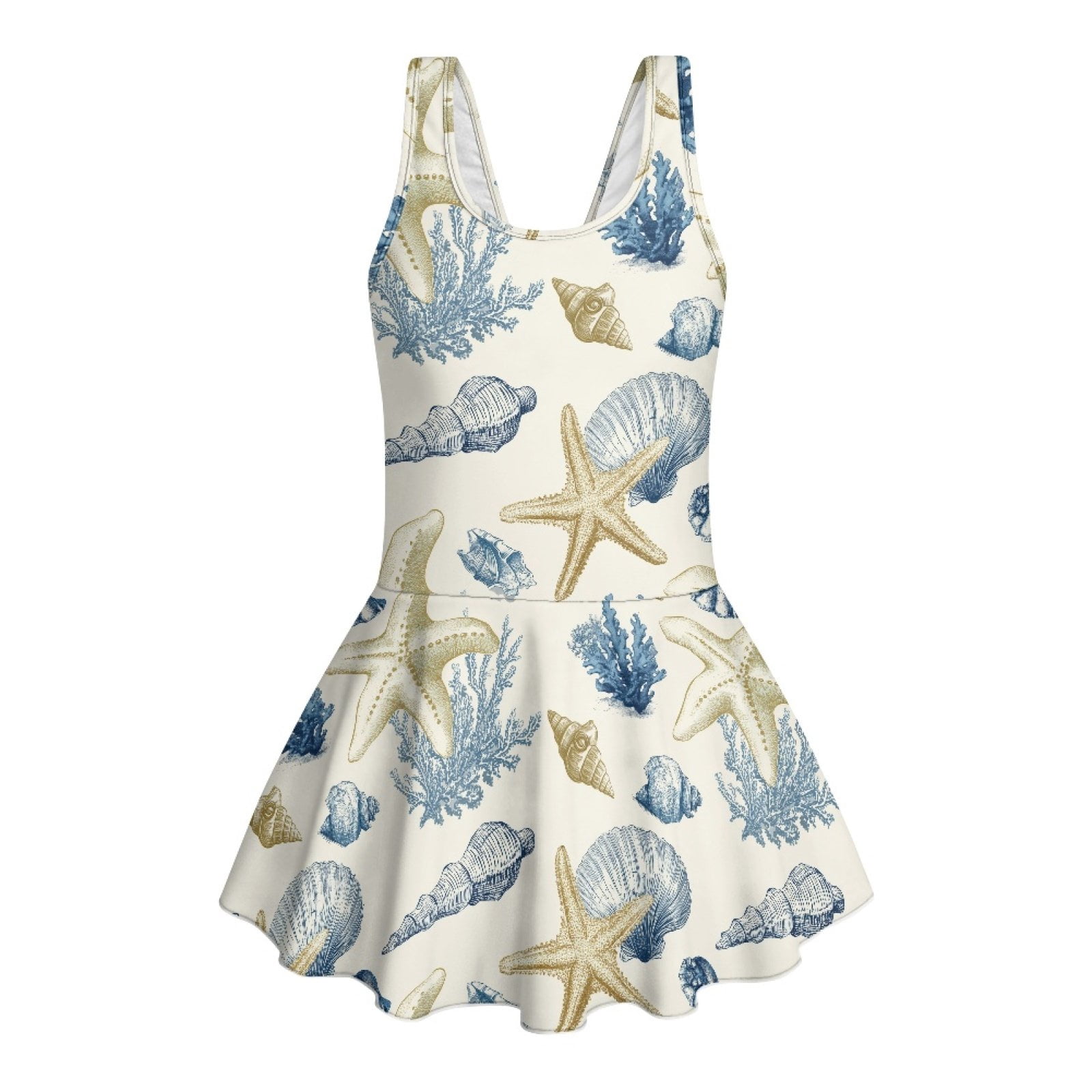 COEQINE Girls Swim Dress One Piece with Skirt & Liner, Scoop Neck Wide ...