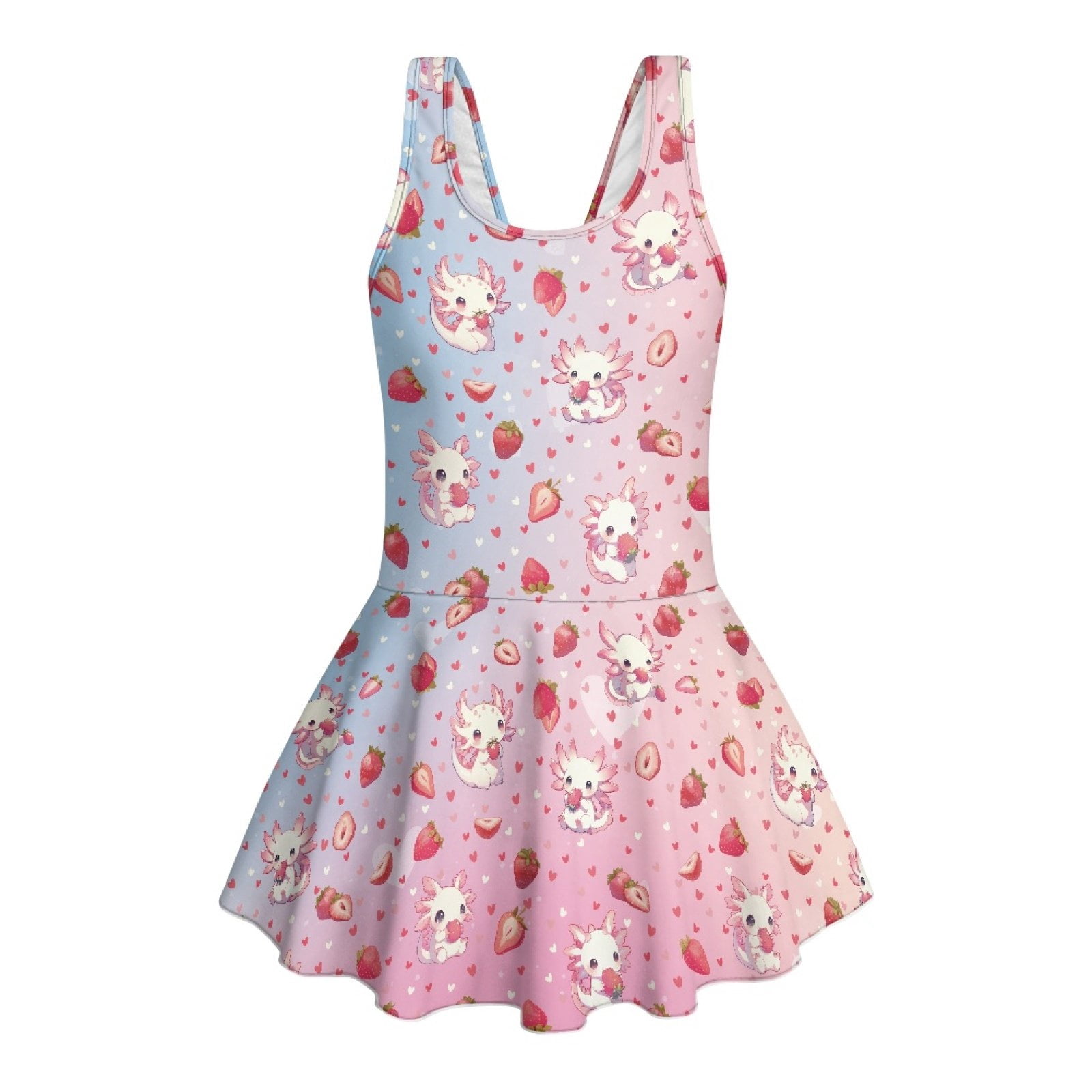 COEQINE Girls Swimsuit One Piece with Attached Skirt and Inner Brief ...