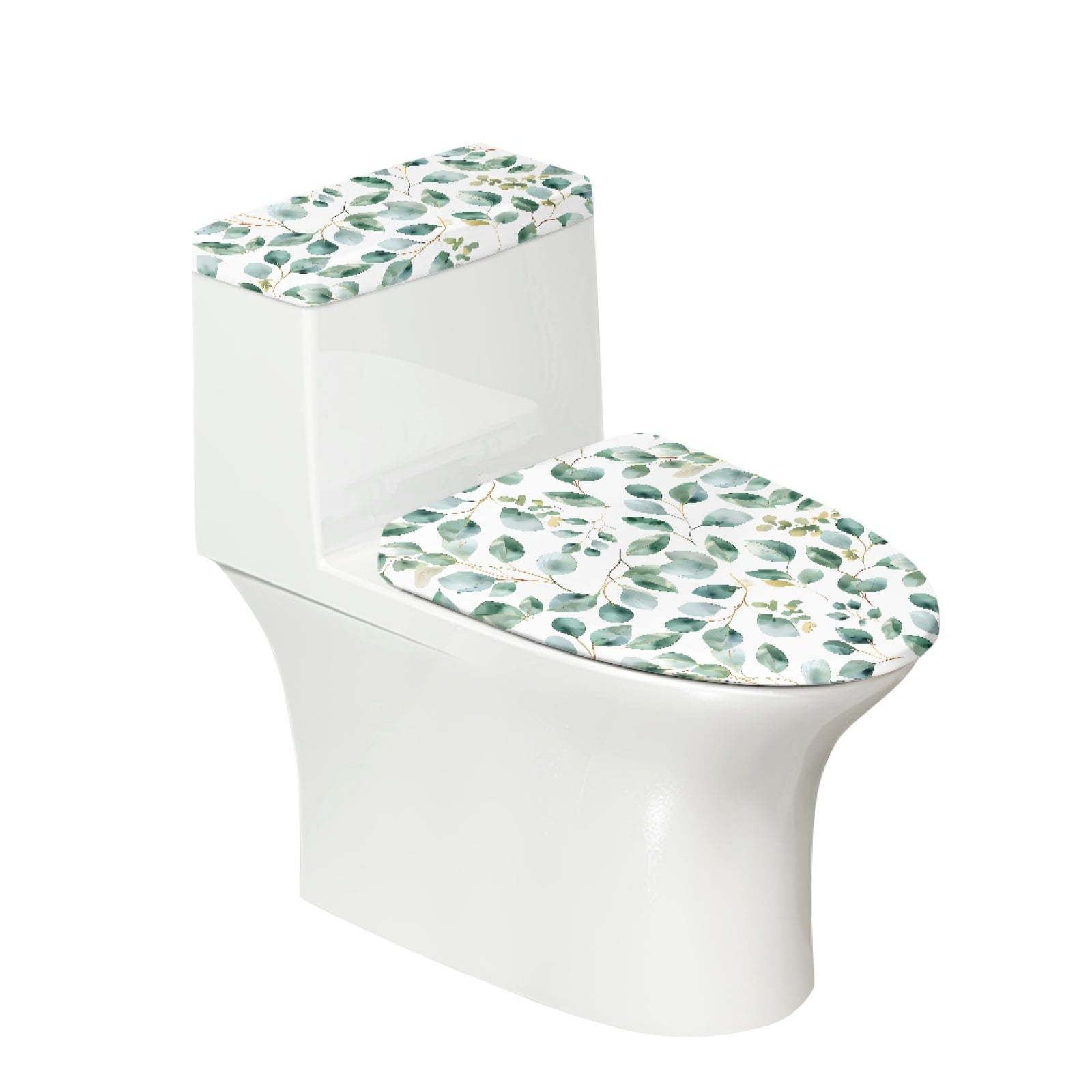 COEQINE Leaf White Toilet Lid Cover and Toilet Tank Cover, 2 Piece ...