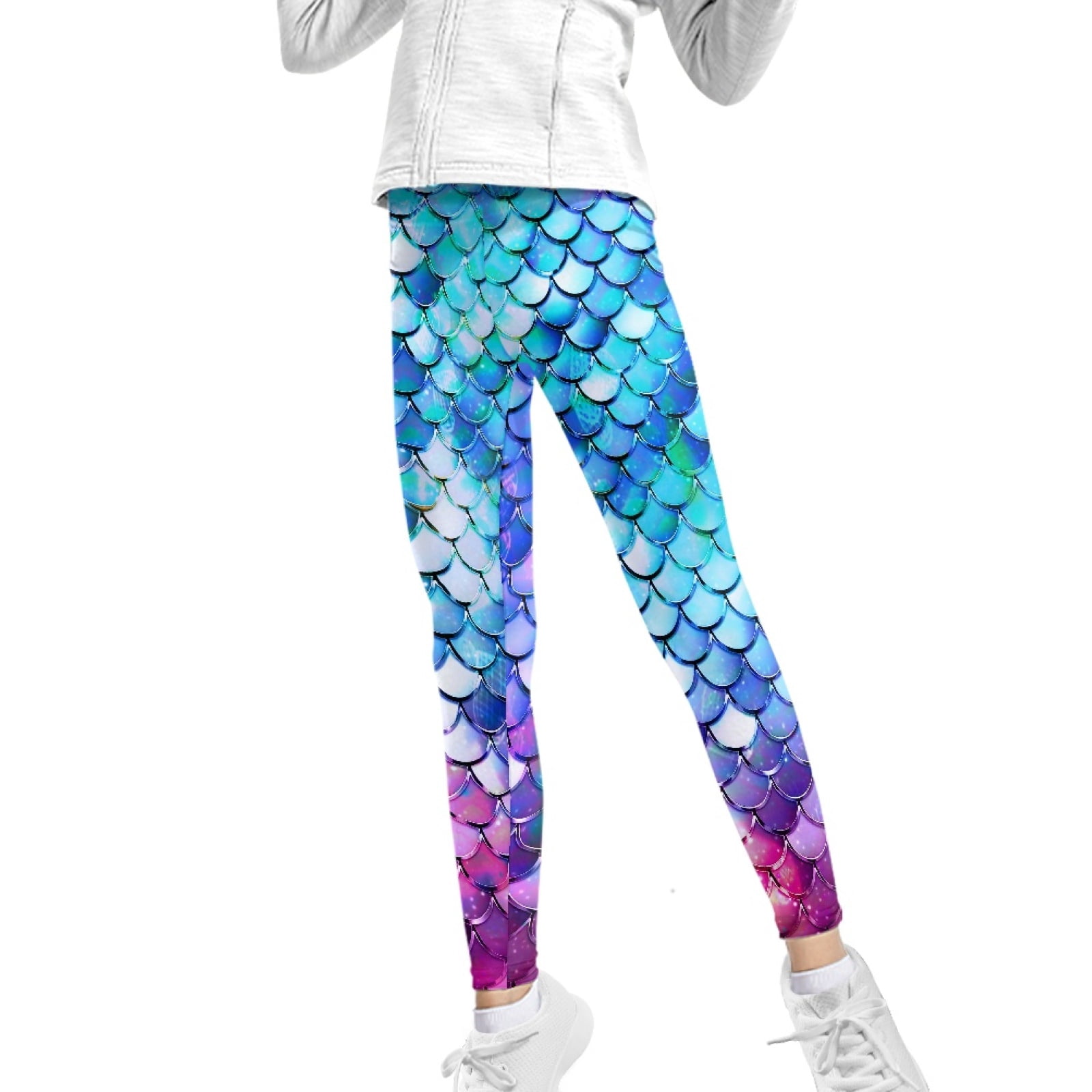 COEQINE Mermaid Scales Blue Violet Novelty Girls' Sport Legging Fashion ...