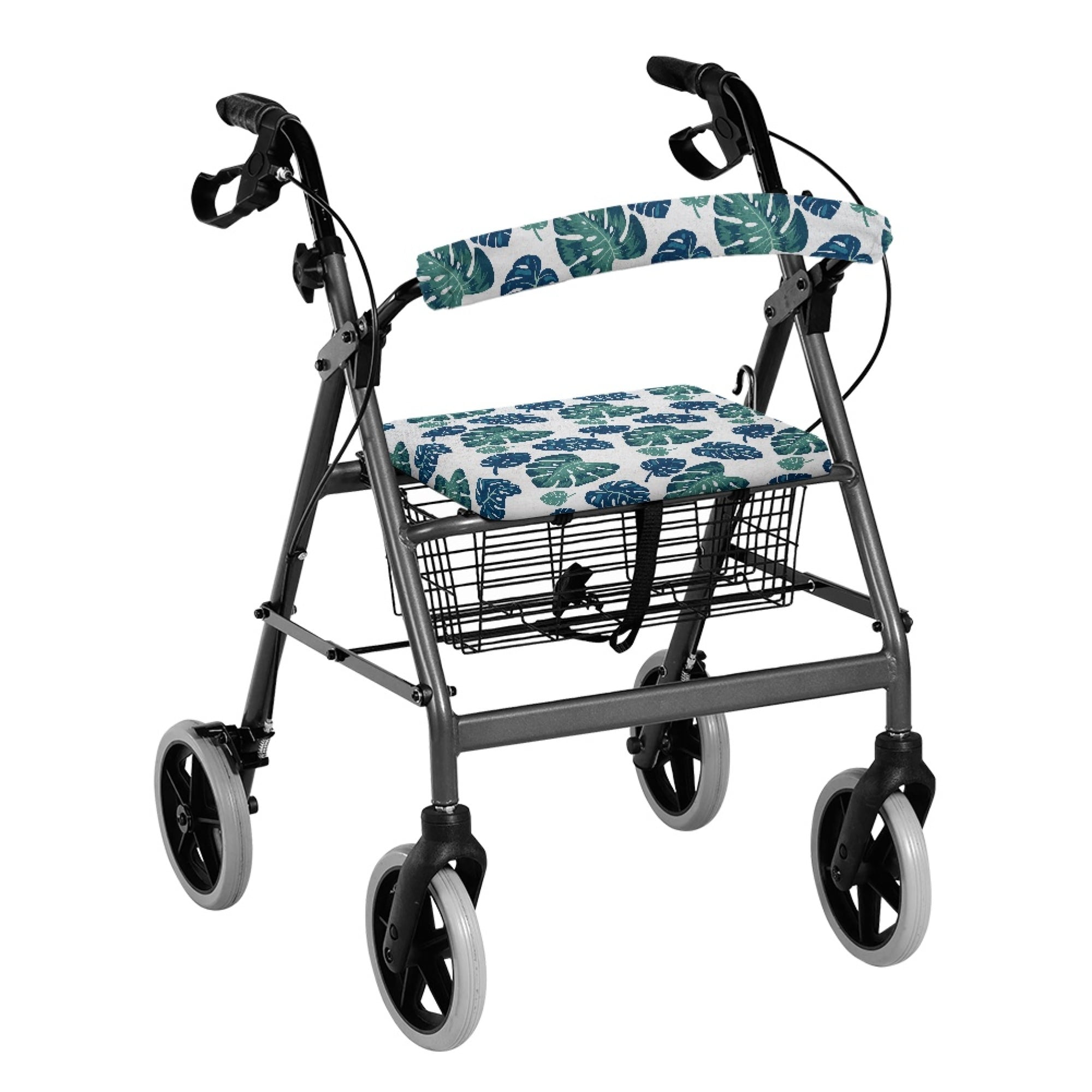 COEQINE Palm Leaves Rollator Seat Back Cover Flower Rollator Seat Cover ...