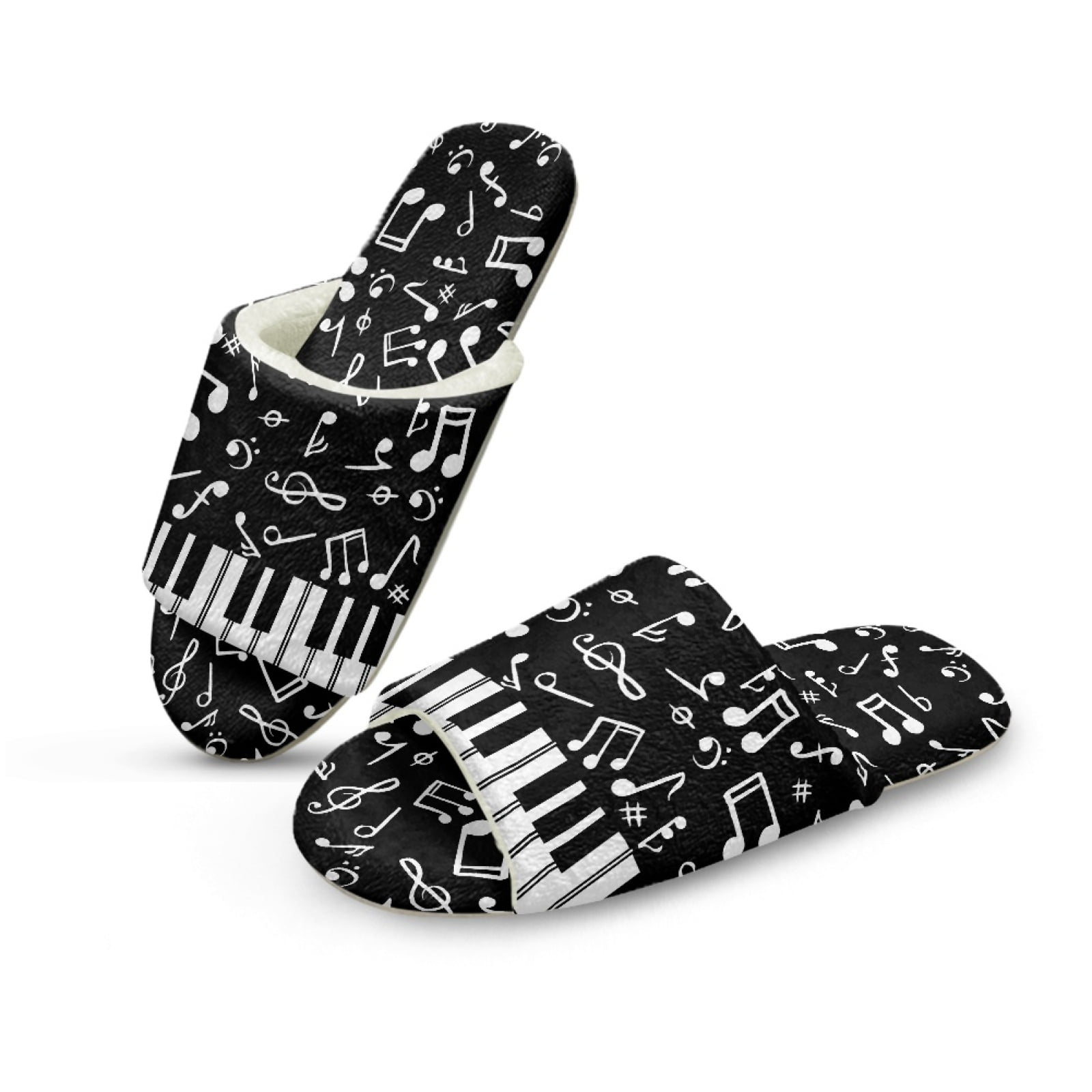 COEQINE Piano Musical Notes Open Toe Slippers for Women, Comfortable ...