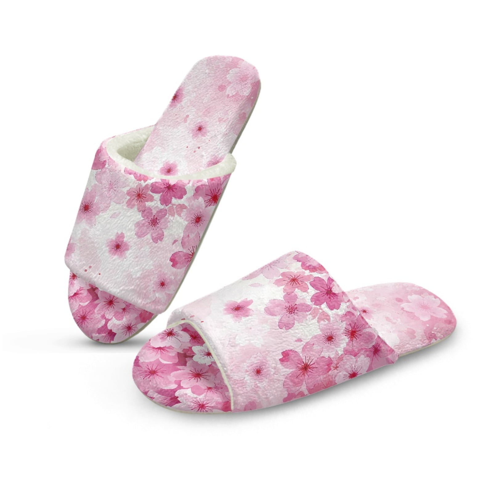 COEQINE Pink Cherry Blossom Womens Fluffy Slippers Washable Indoor ...