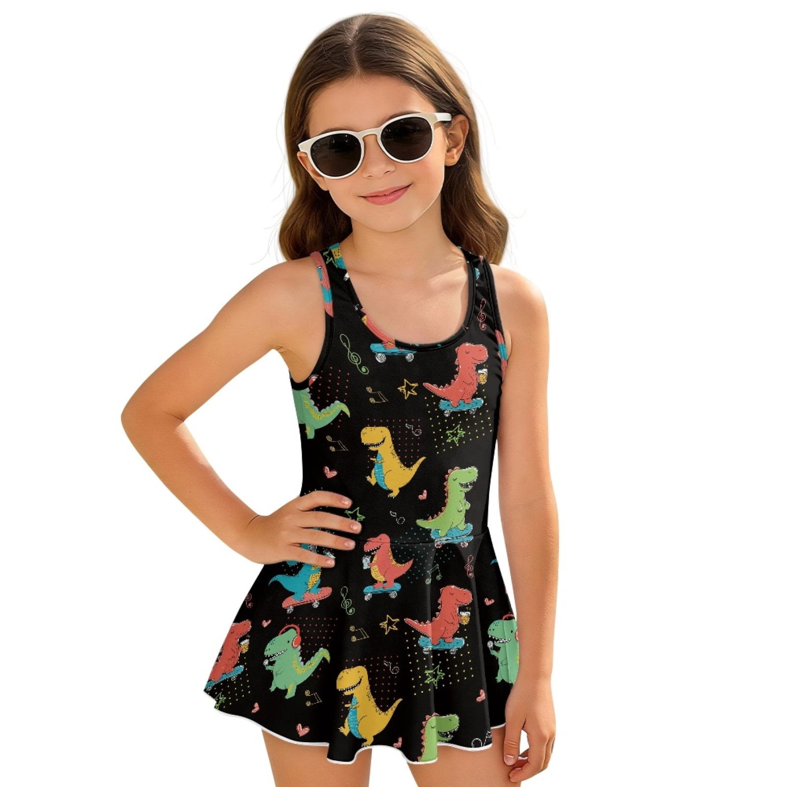COEQINE Pretty Swim Dress for Girls, One Piece Bathing Suit with Flowy ...