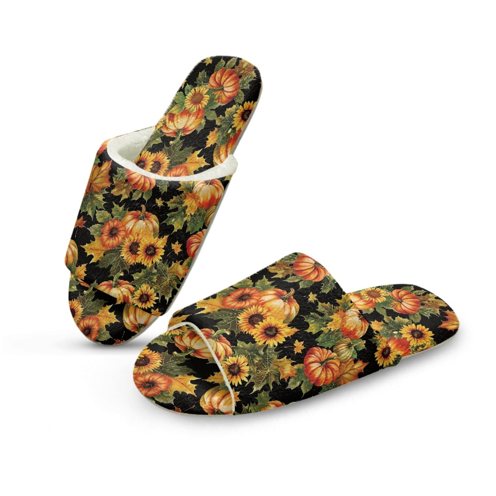COEQINE Pumpkin Sunflower Fall Slip On Slippers for Women, Comfortable ...