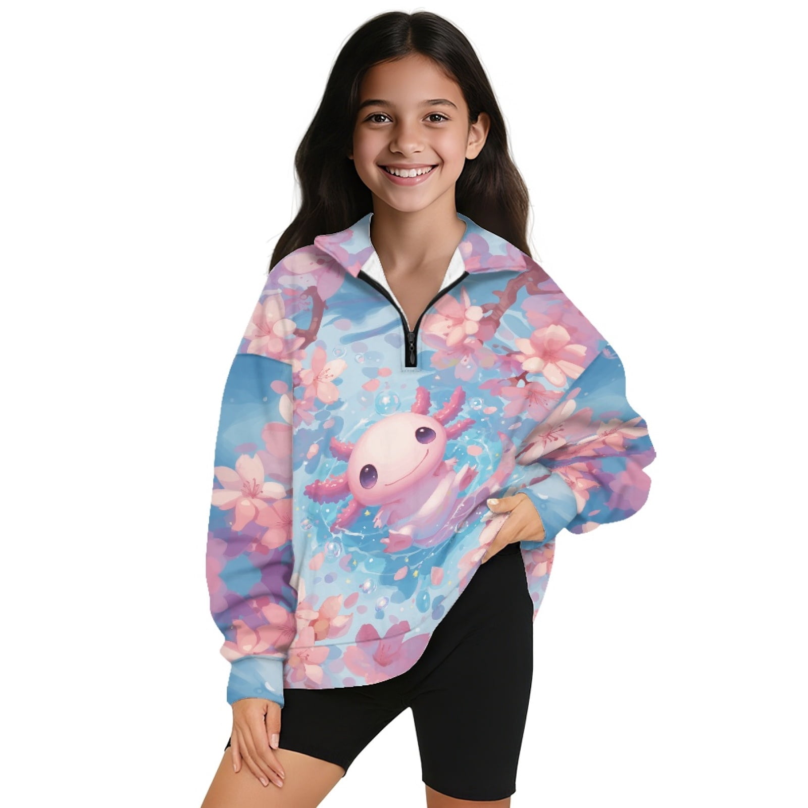 COEQINE Quarter Zip Sweatshirt for Girls 9-10 Years, Loose Fit Long ...