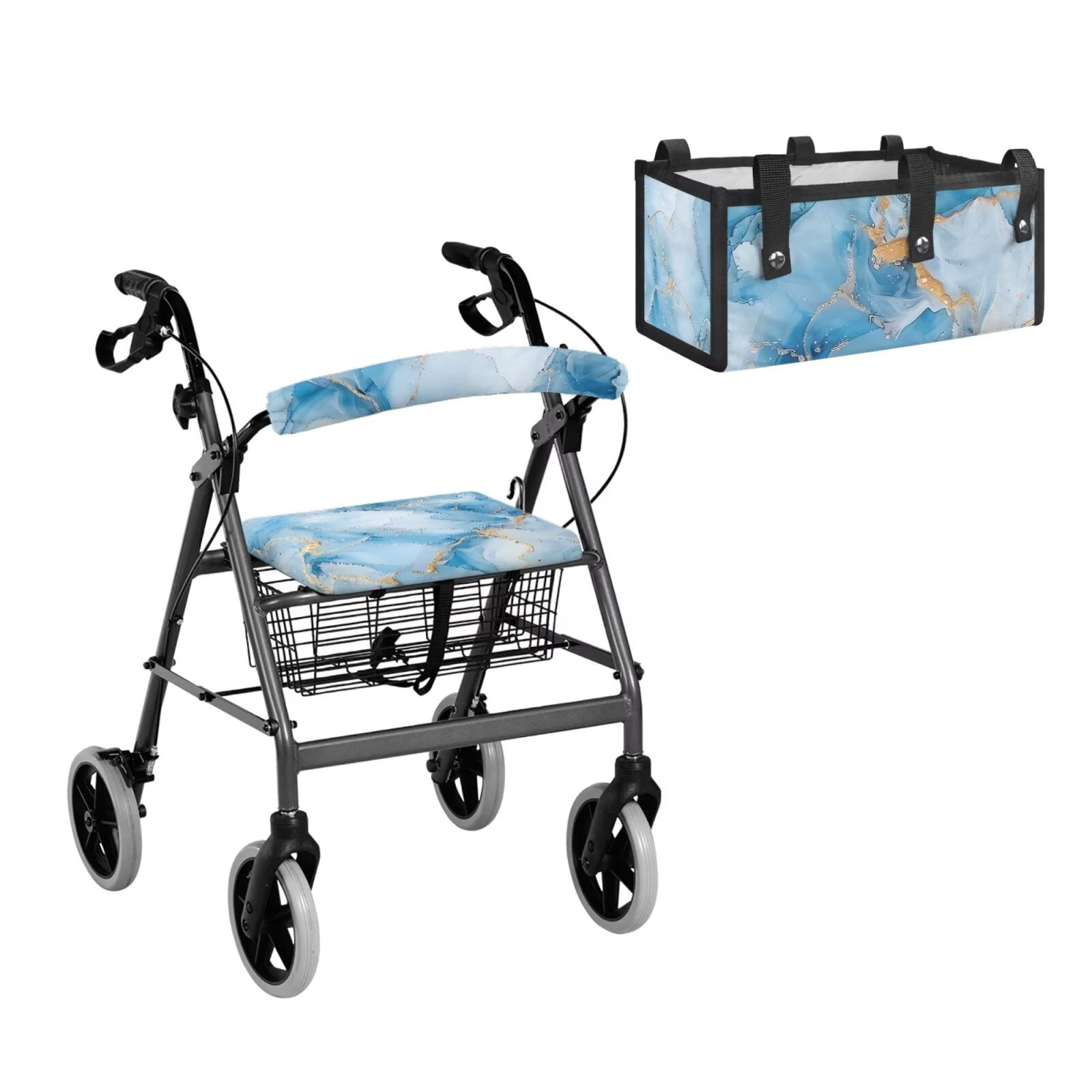 COEQINE Rollator Walker Seat and Backrest Covers with Folding ...