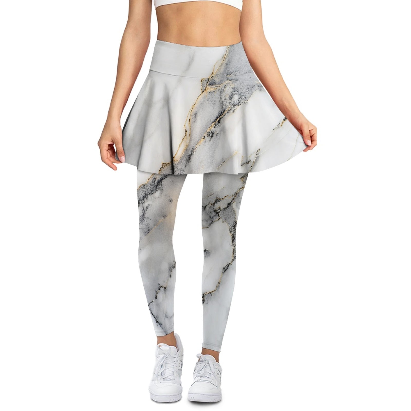 COEQINE Ruffle Pleated Tennis Skirted Legging with Pockets for Women ...