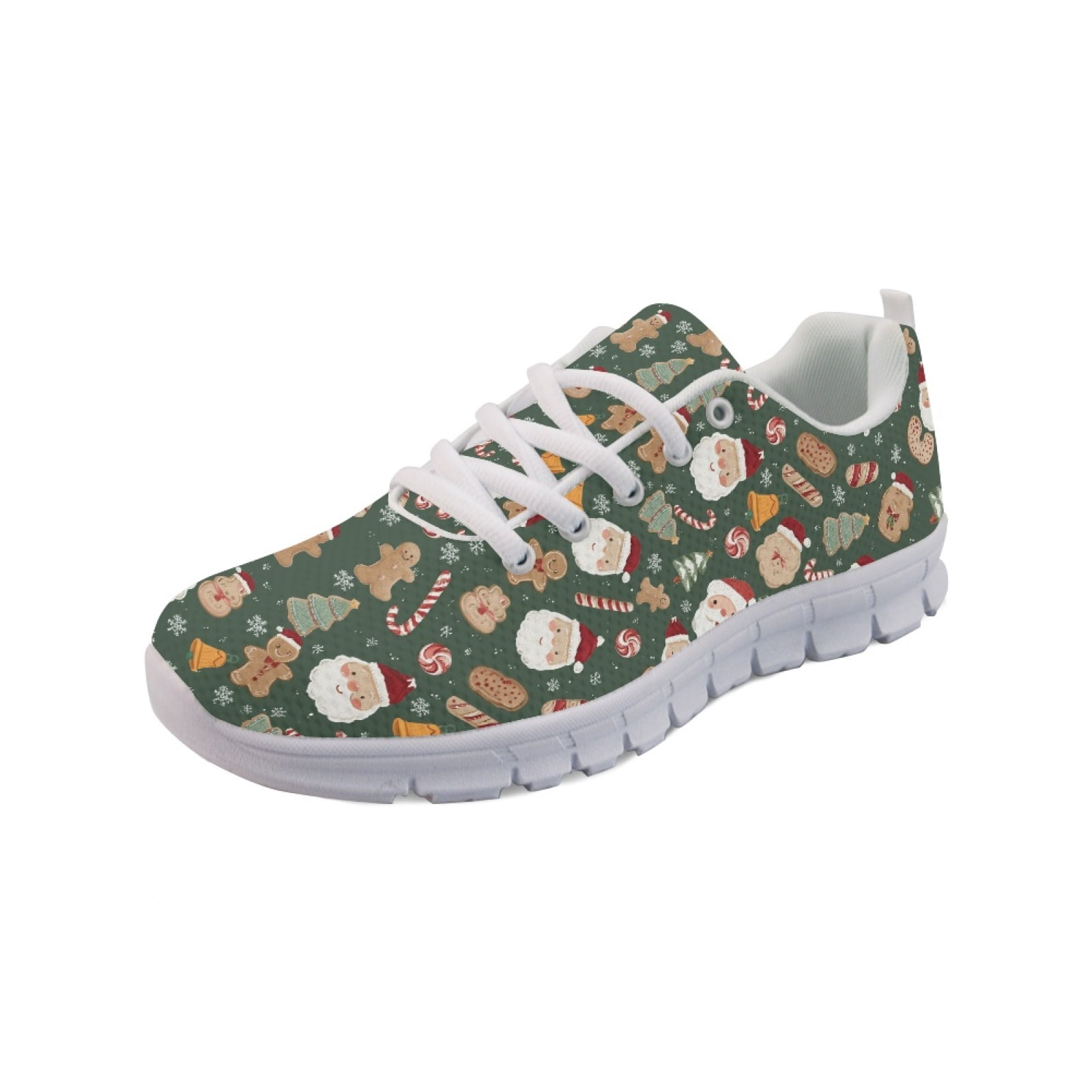 COEQINE Santa Claus Green Women Sneakers Christmas Running Walking ...
