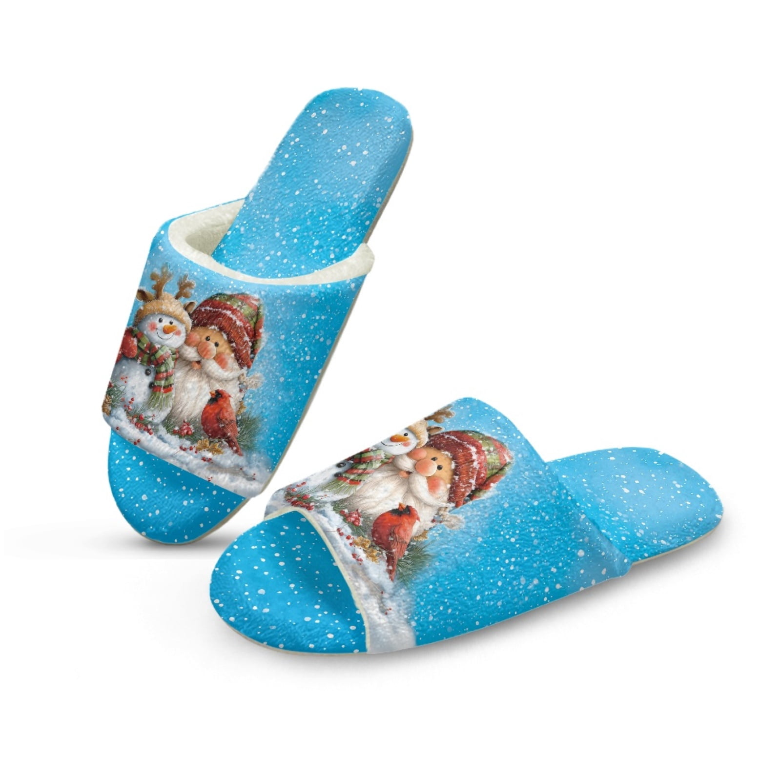 COEQINE Santa Claus Snowman Cardinal Blue Indoor Slippers for Women ...