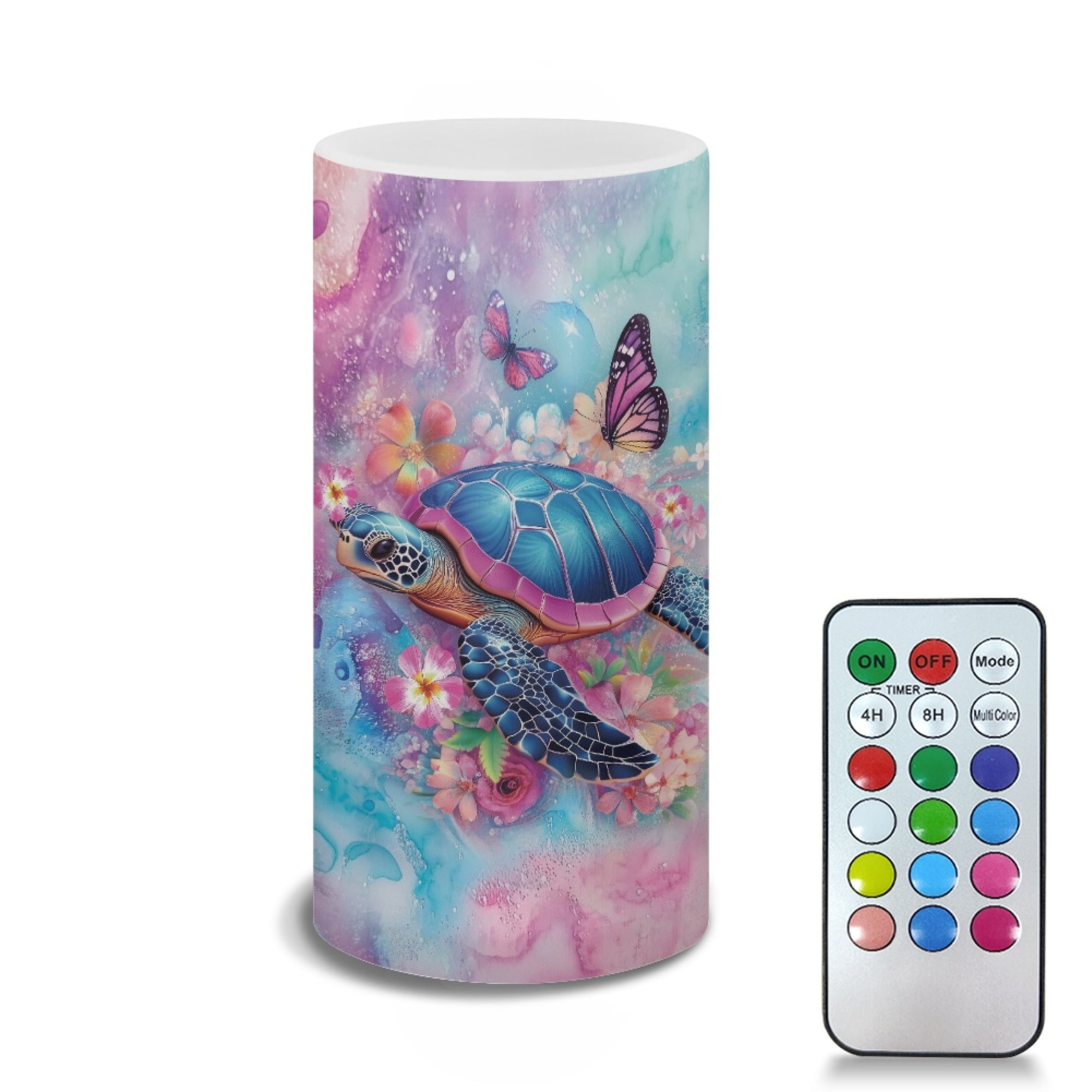 COEQINE Sea Turtle Butterfly Flower Marble LED Flameless Candles ...