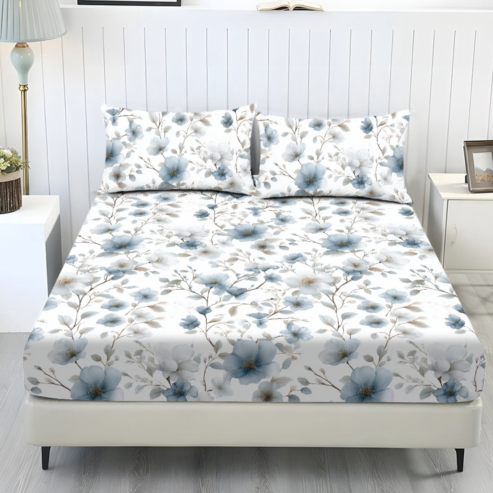 COEQINE Sheet Queen Size Soft Breathable Fitted Sheet with 2 ...