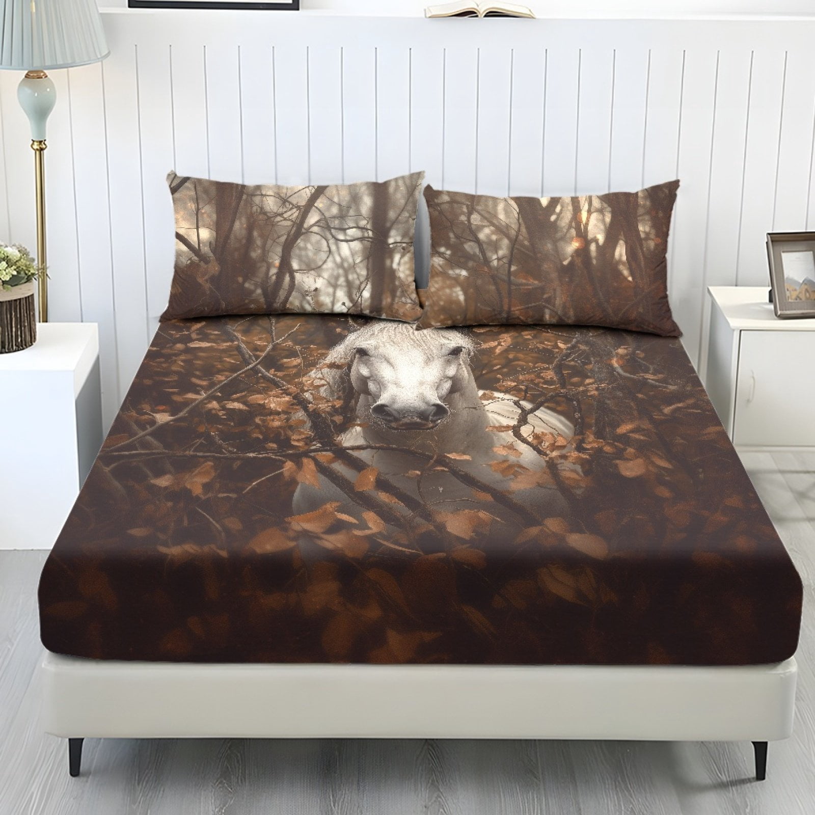 COEQINE Sheet Set King Size Fitted Sheet Cozy Wrinkle Free Fade ...