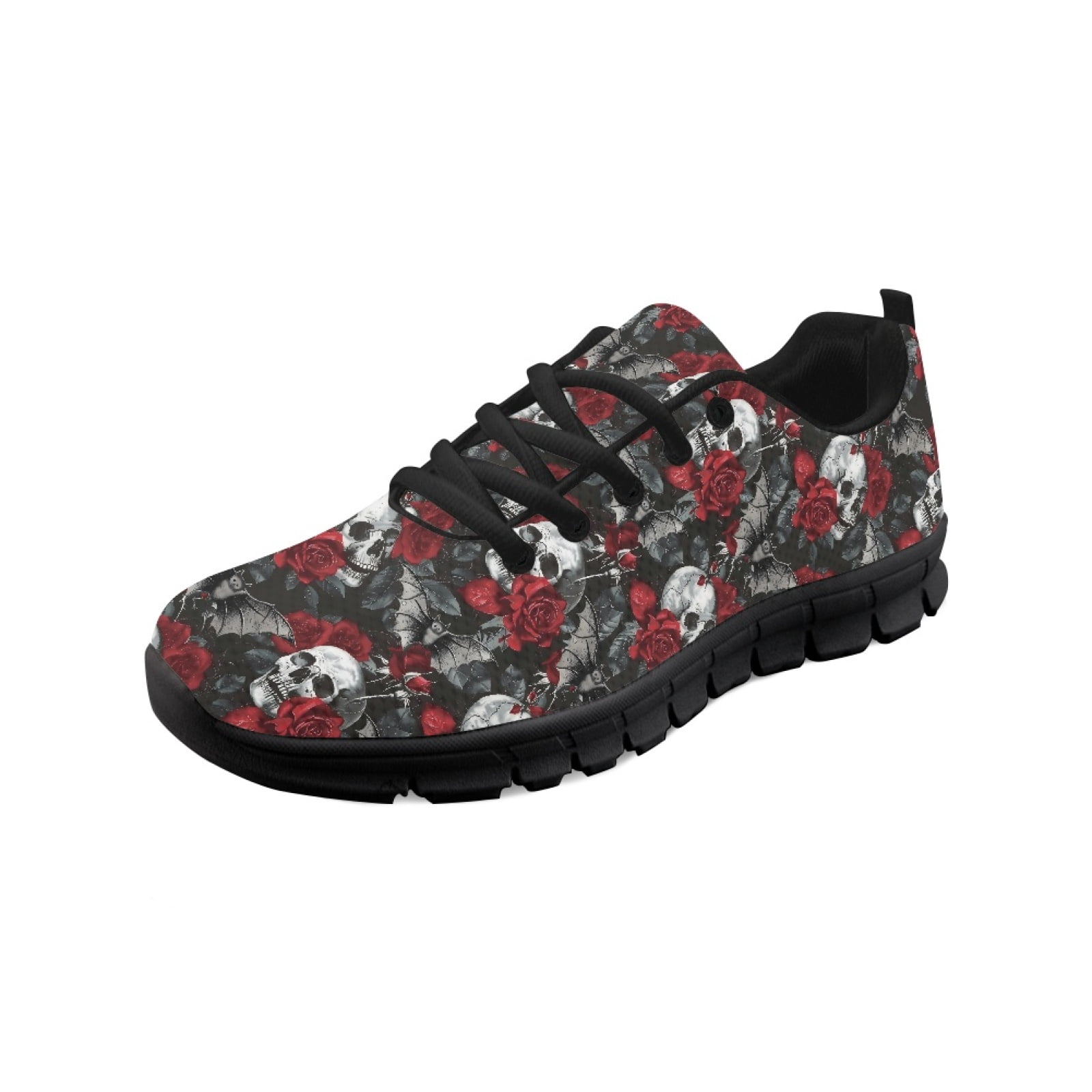 COEQINE Skull Bat Red Rose Women Sneakers Tennis Shoes Fashion ...
